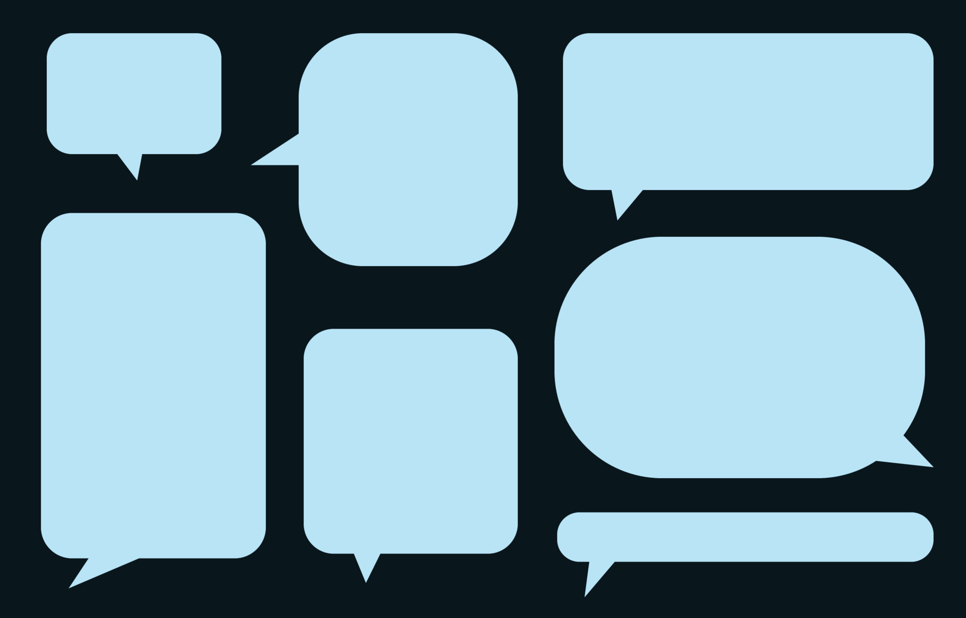 Set speech bubbles on dark background. chat box or chat vector doodle ...
