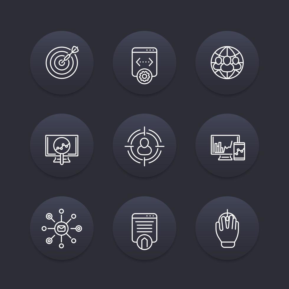 Seo Line Icons Search Engine Optimization Internet Marketing Website