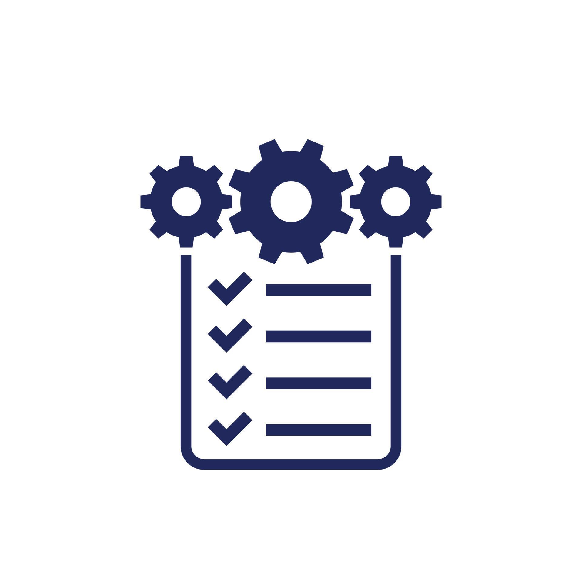 project management icon, checklist and gears 7121720 Vector Art at Vecteezy