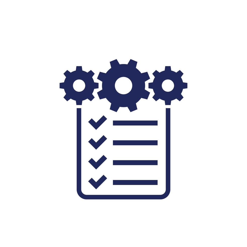 project management icon, checklist and gears 7121720 Vector Art at Vecteezy