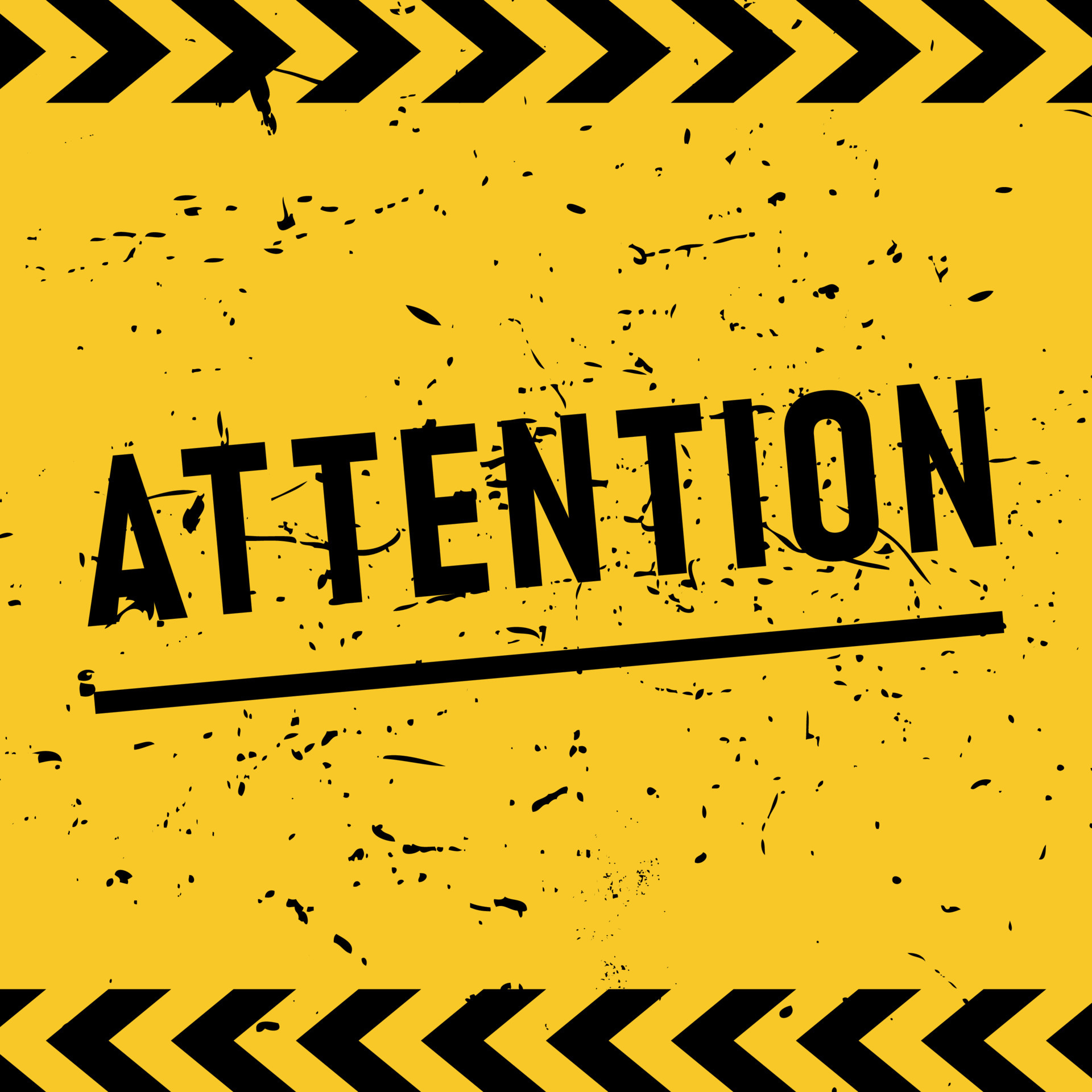 Attention warning sign with yellow and black stripes. Safety Concept ...