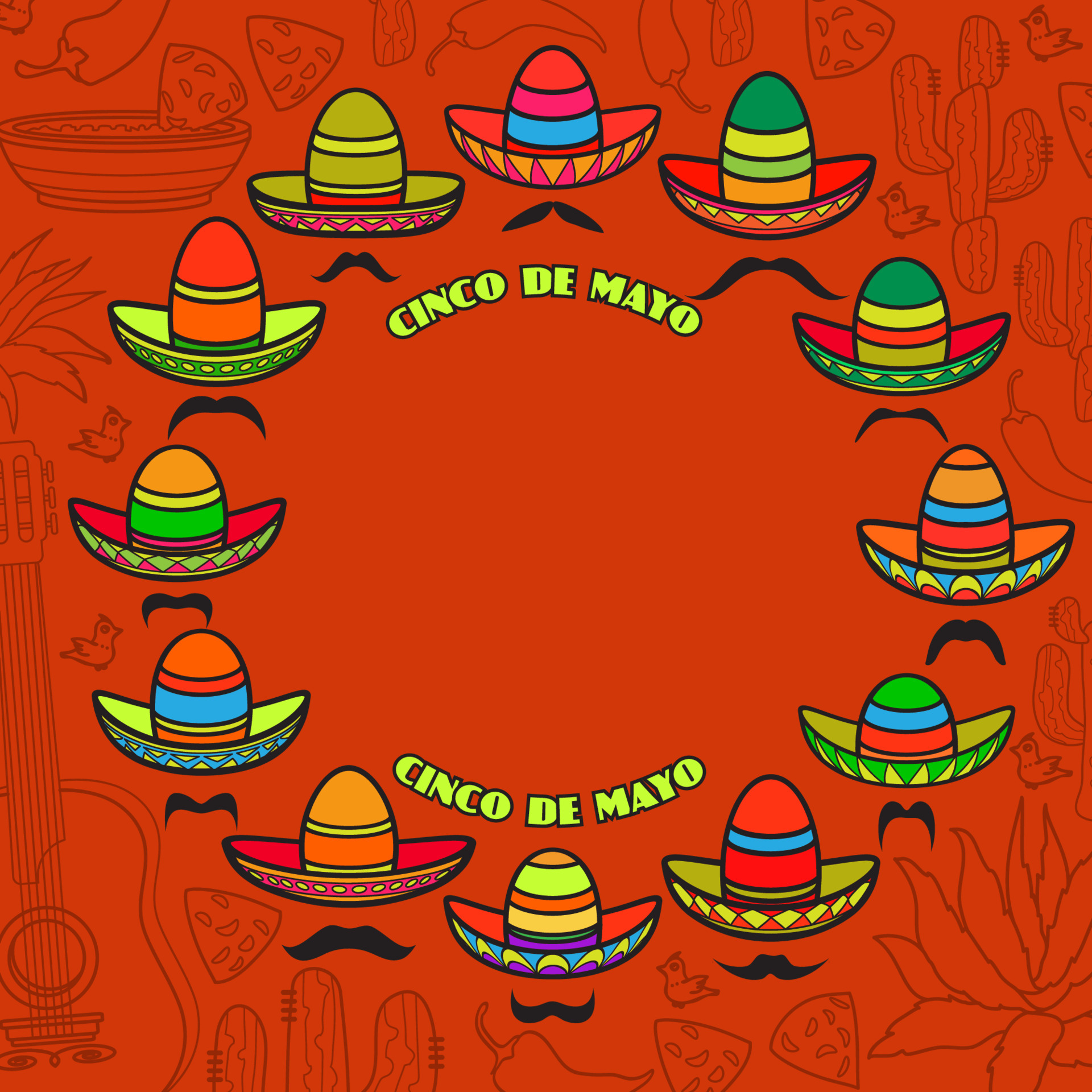 Cinco de Mayo Background. Sombrero and mexican Symbols. Vector. 7126266 ...