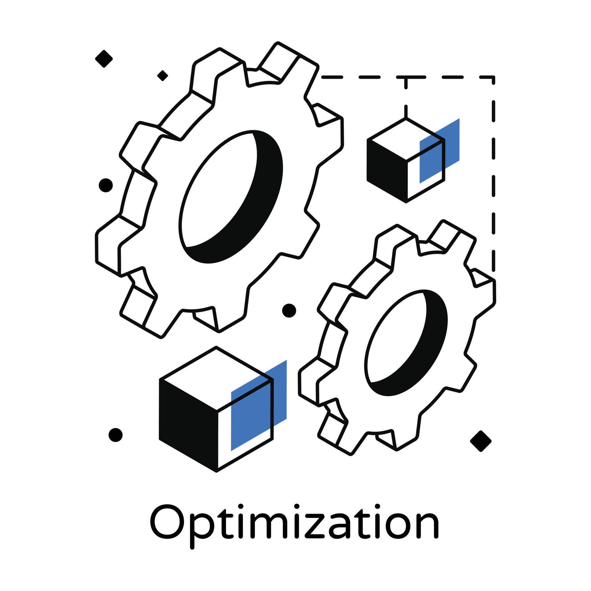 Gears in an isometric icon denoting optimization 7132349 Vector Art at ...