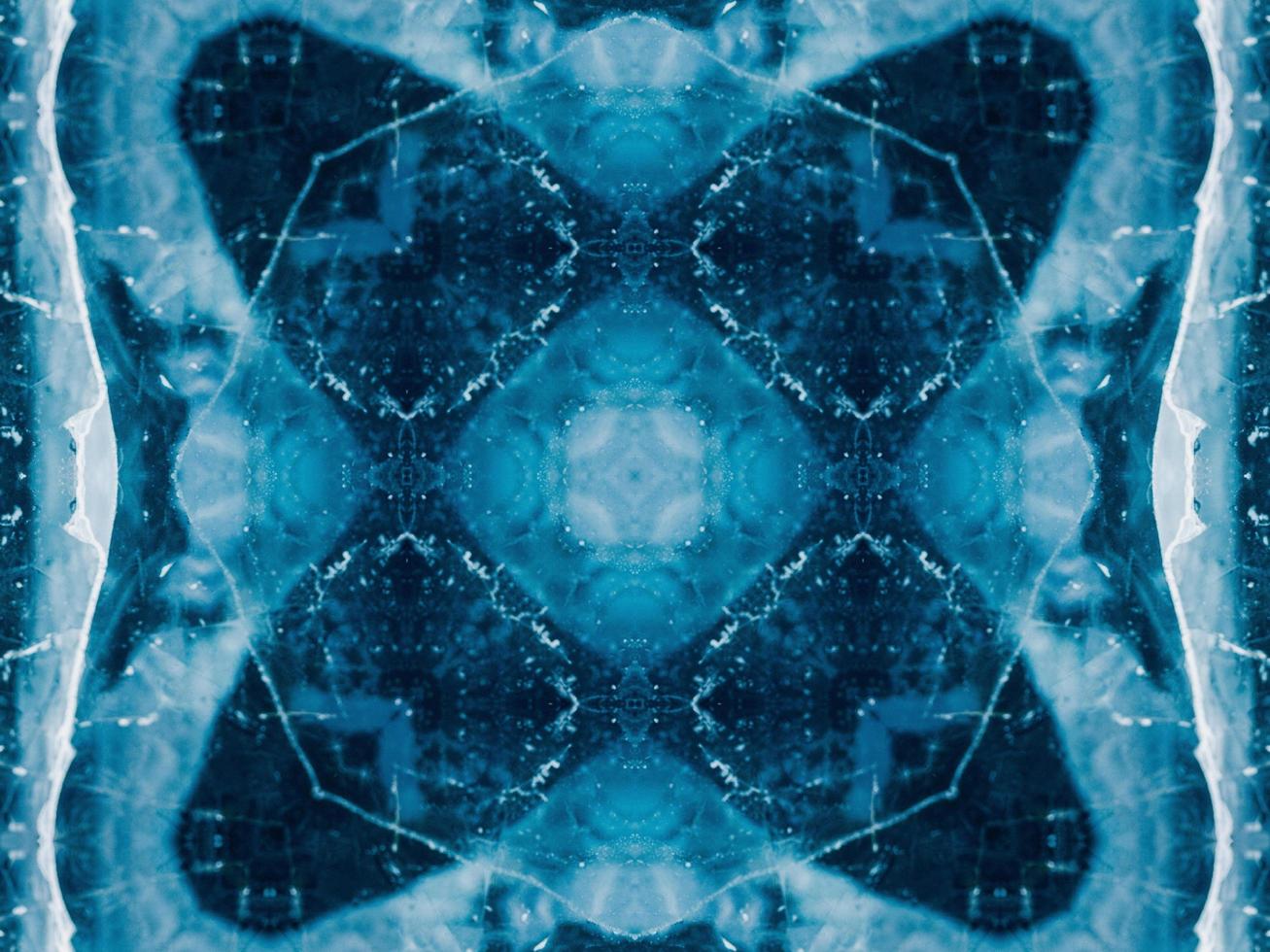 Reflection of deep blue sea in kaleidoscope pattern. Dark blue abstract ...