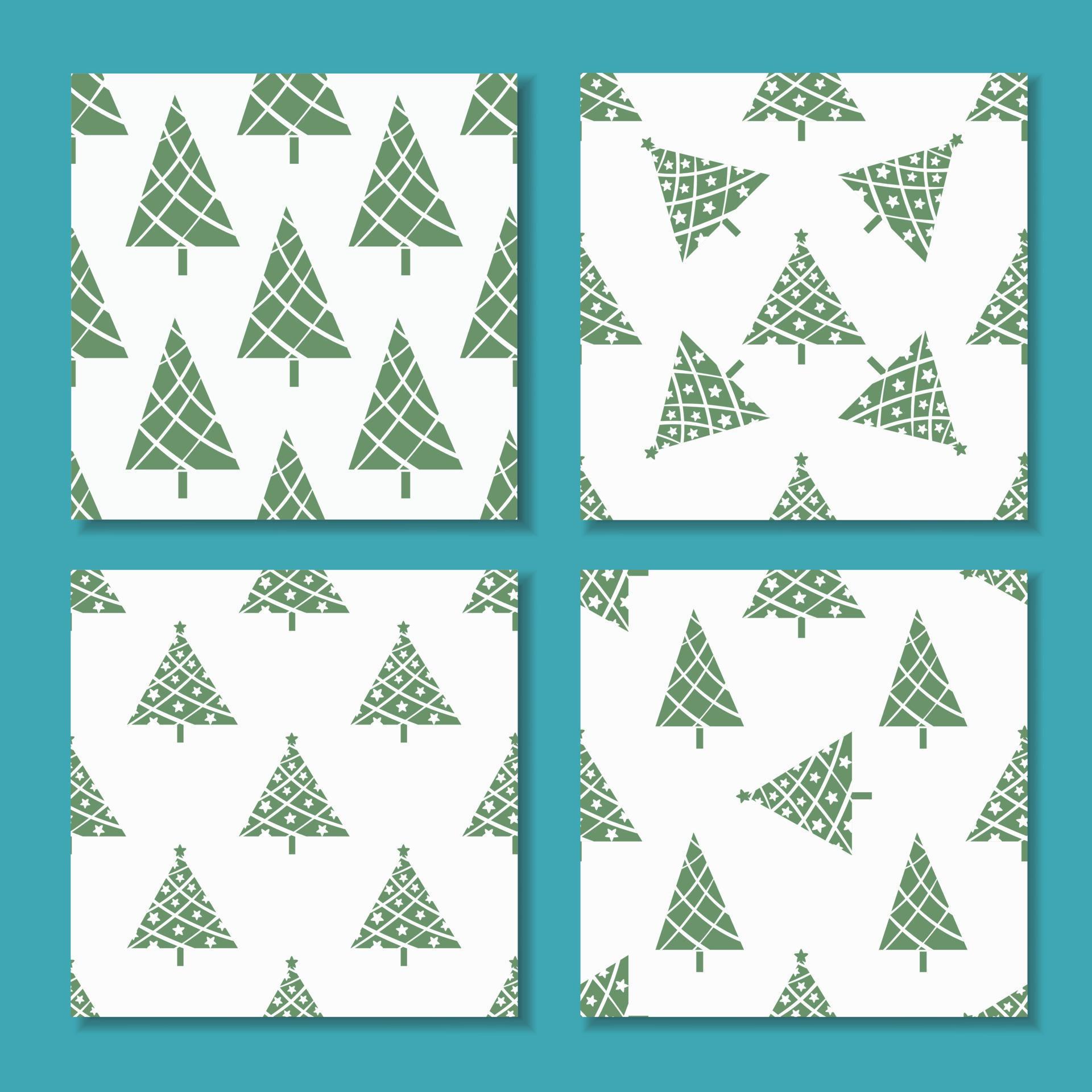 A set of seamless patterns of stylized simple shape Christmas trees ...