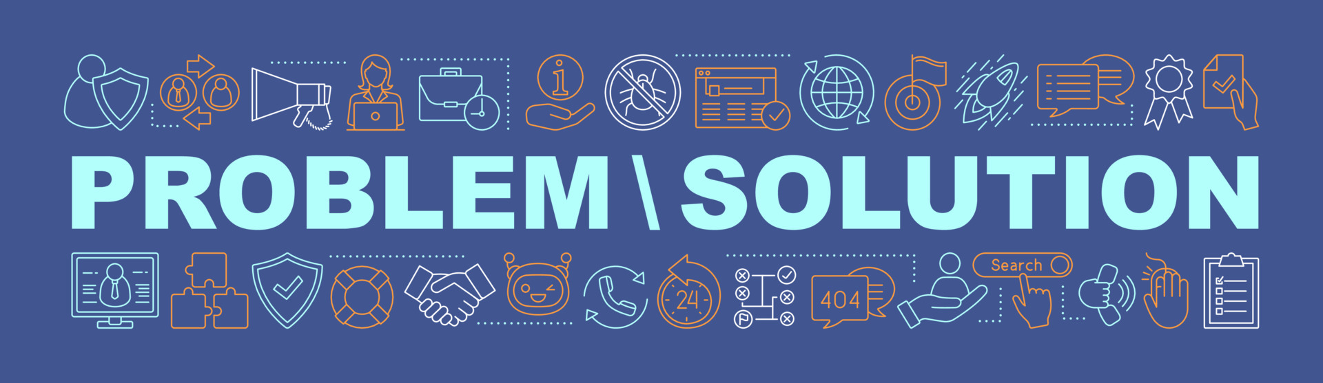 Problem solution word concepts banner. Customer support, call center ...