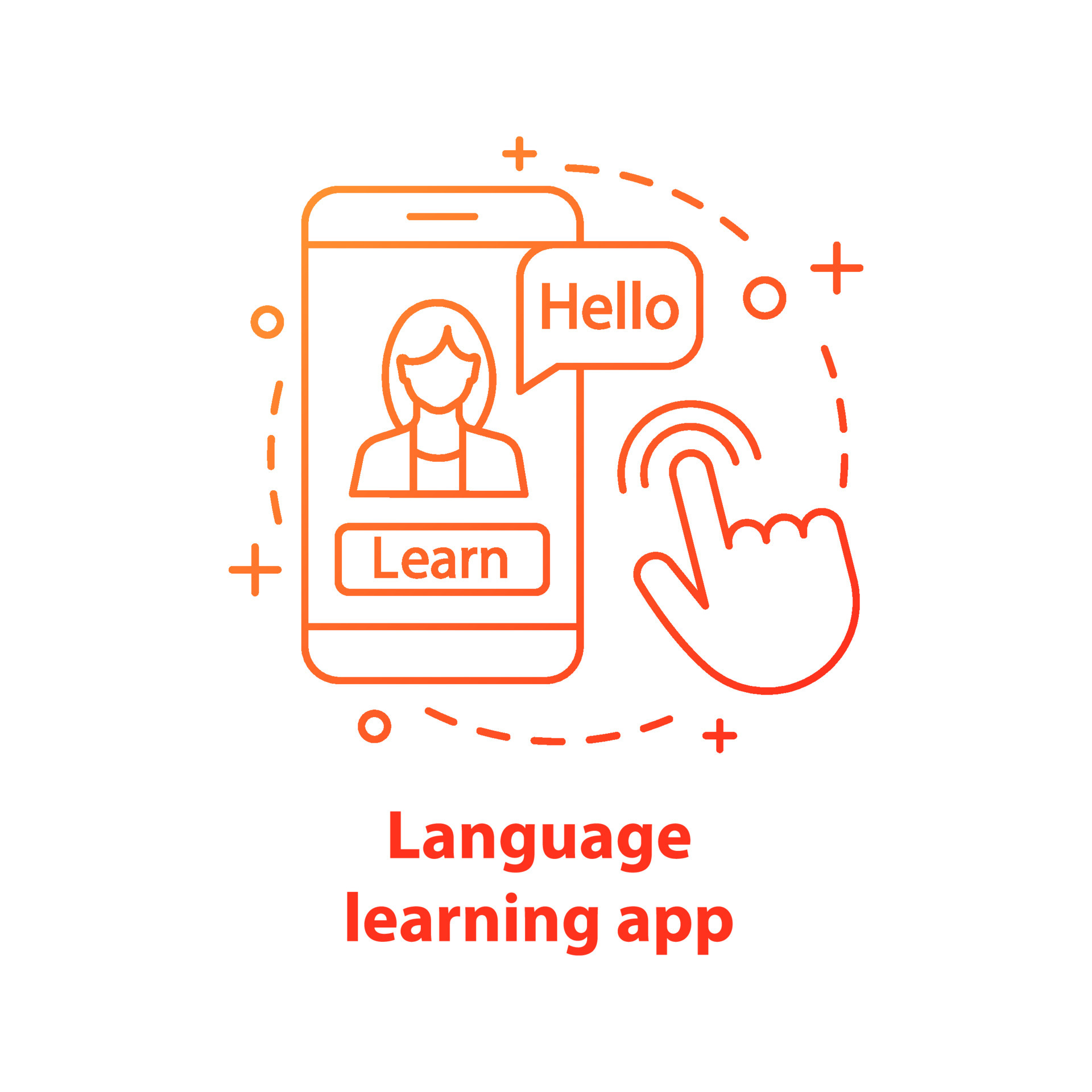 Language learning app concept icon. Online courses idea thin line ...