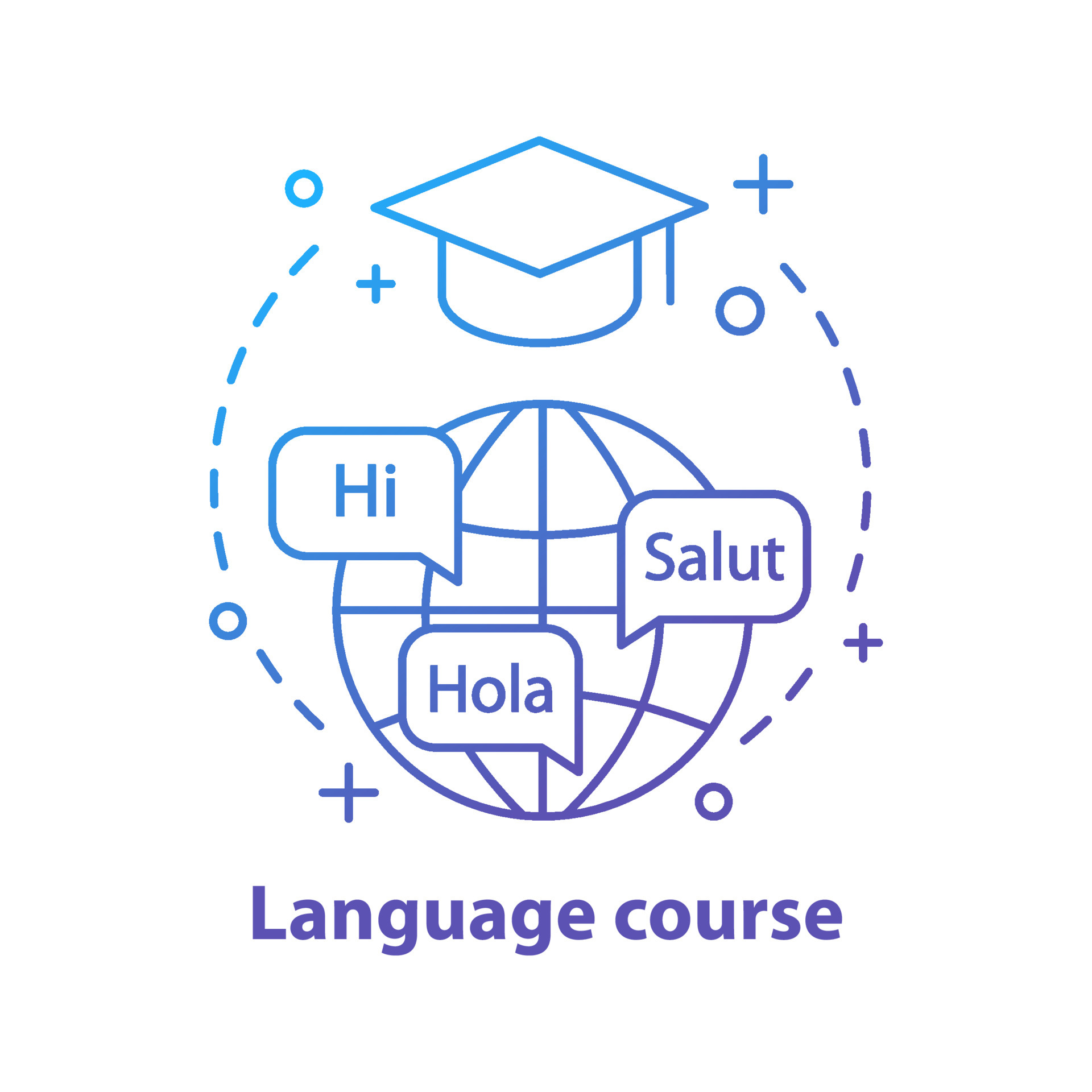 Language courses concept icon. Elementary language proficiency ...