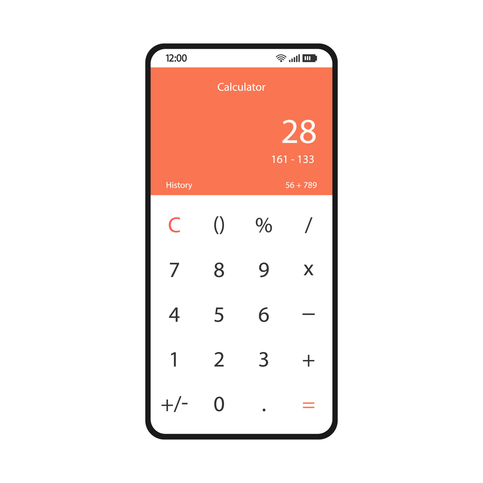 Mobile calculator smartphone interface vector template. Math app page ... Mobile calculator smartphone interface vector template. Math app page ...