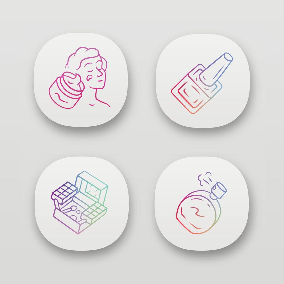 Make Up Accessories App Icons Set Ui Ux User Interface Feminine