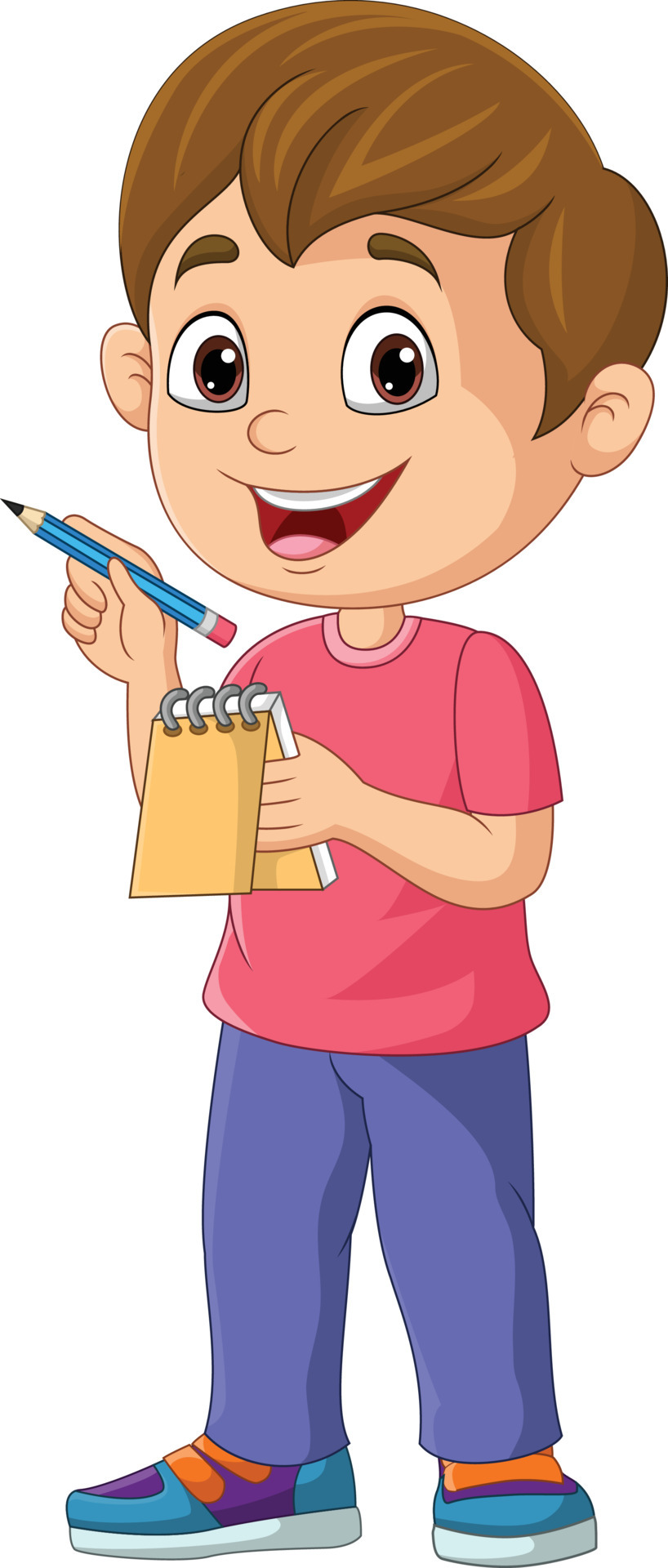 Child Holding Pencil Clipart Image