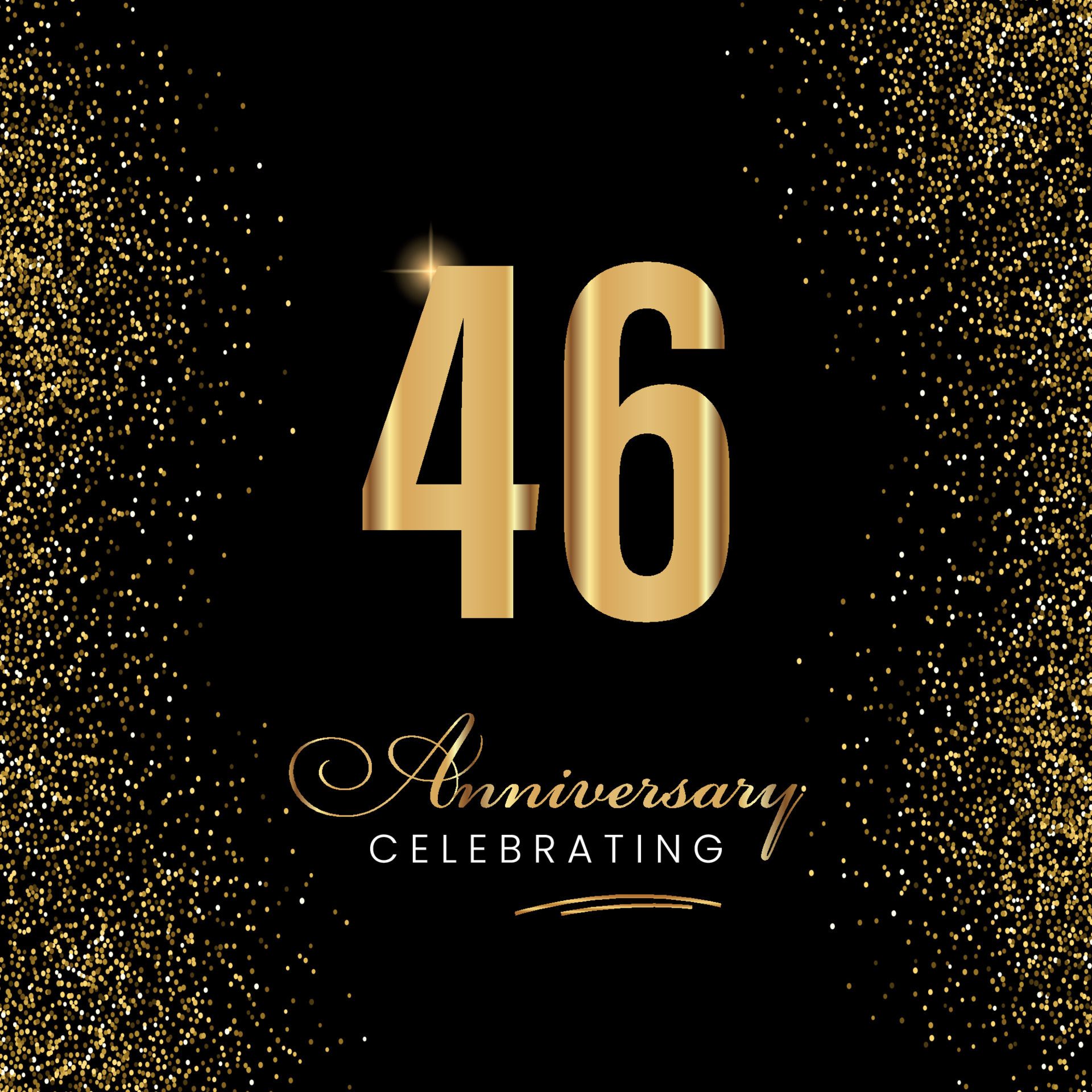 46 Year Anniversary Celebration Template Design 46 Years Golden