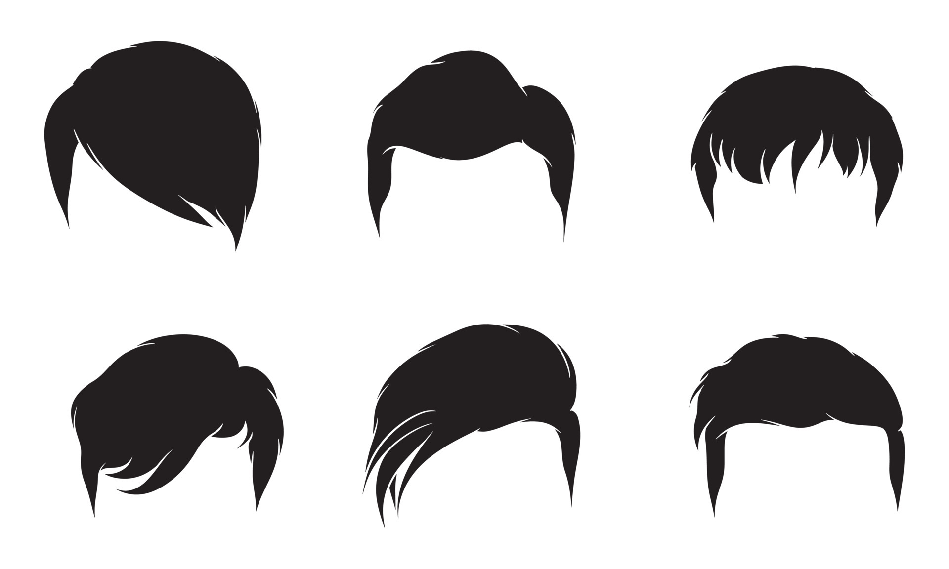 Hand Drawn Silhouette Of Men Hairstyle Illustration 7162451 Vector Art