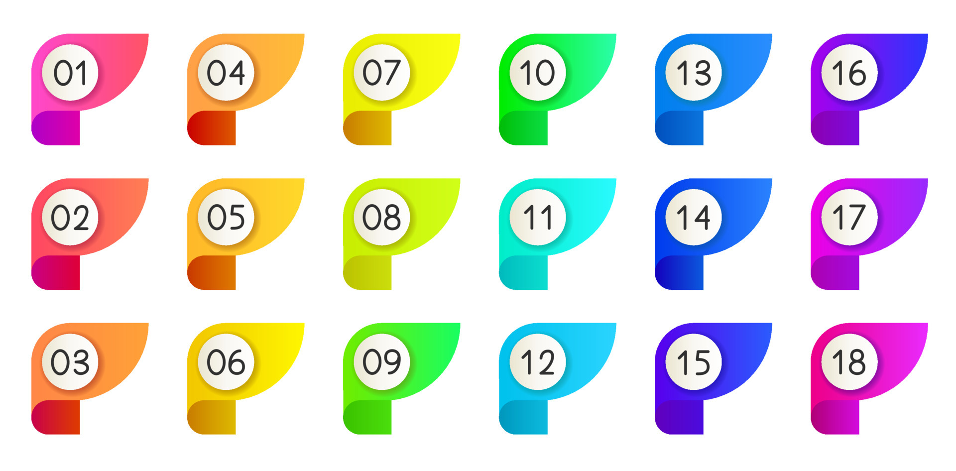Bullet icons with numbers vector set. Gradient bullet points, isolated ...