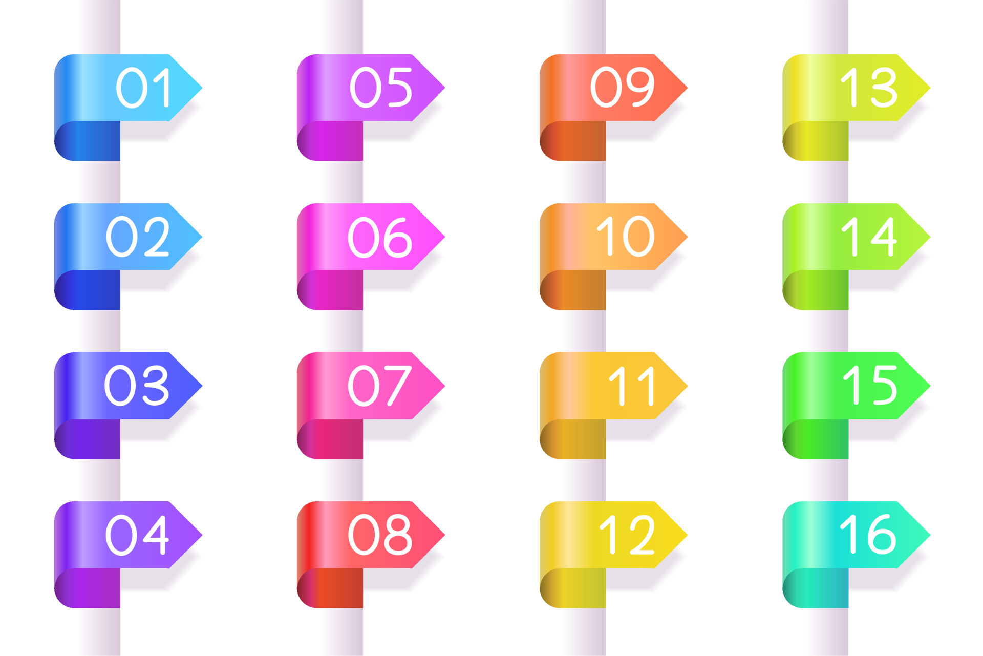 Bullet icons with numbers vector set. Gradient bullet points, isolated ...