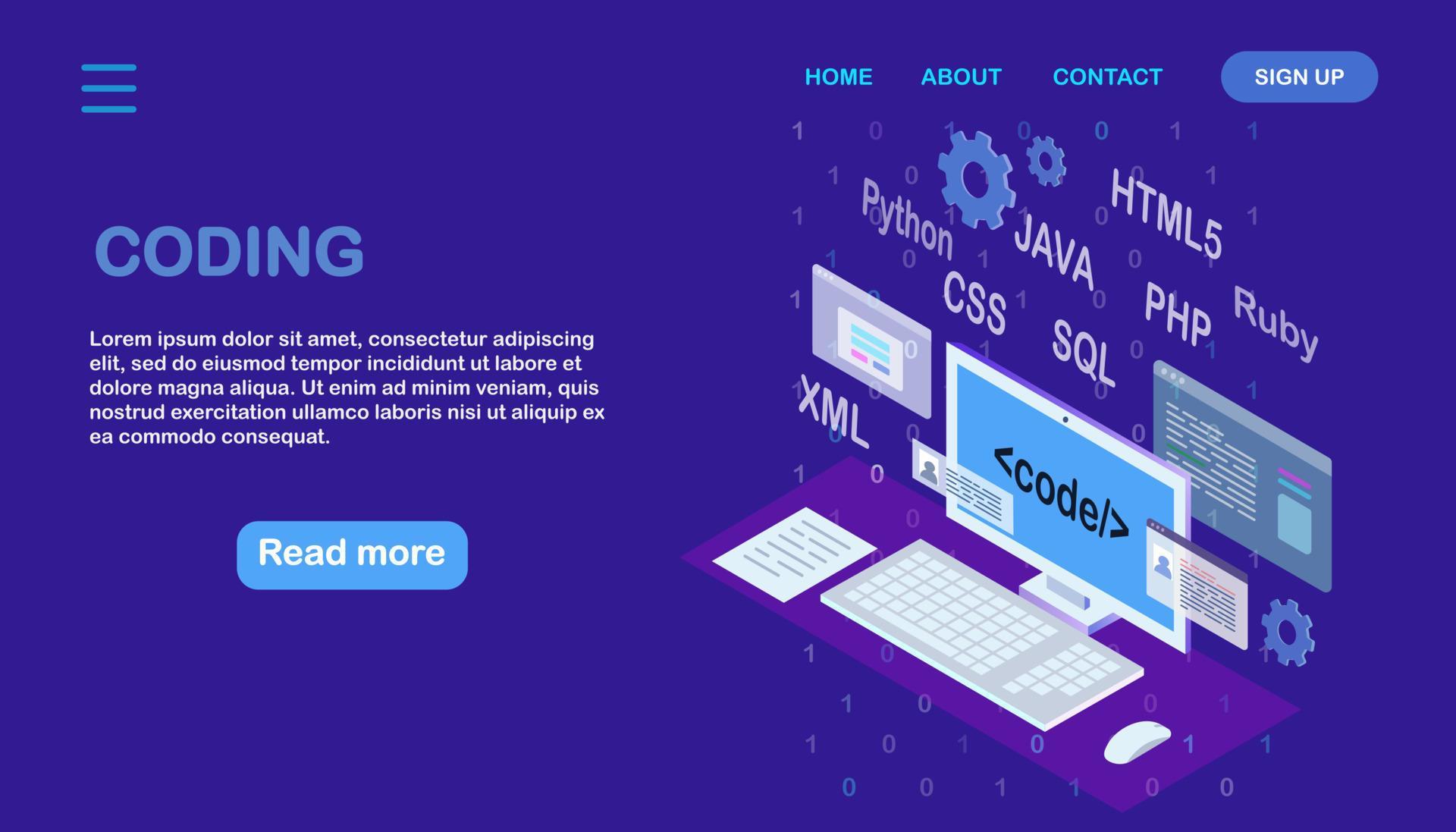 Software development, programming language, coding. Digital technology ...