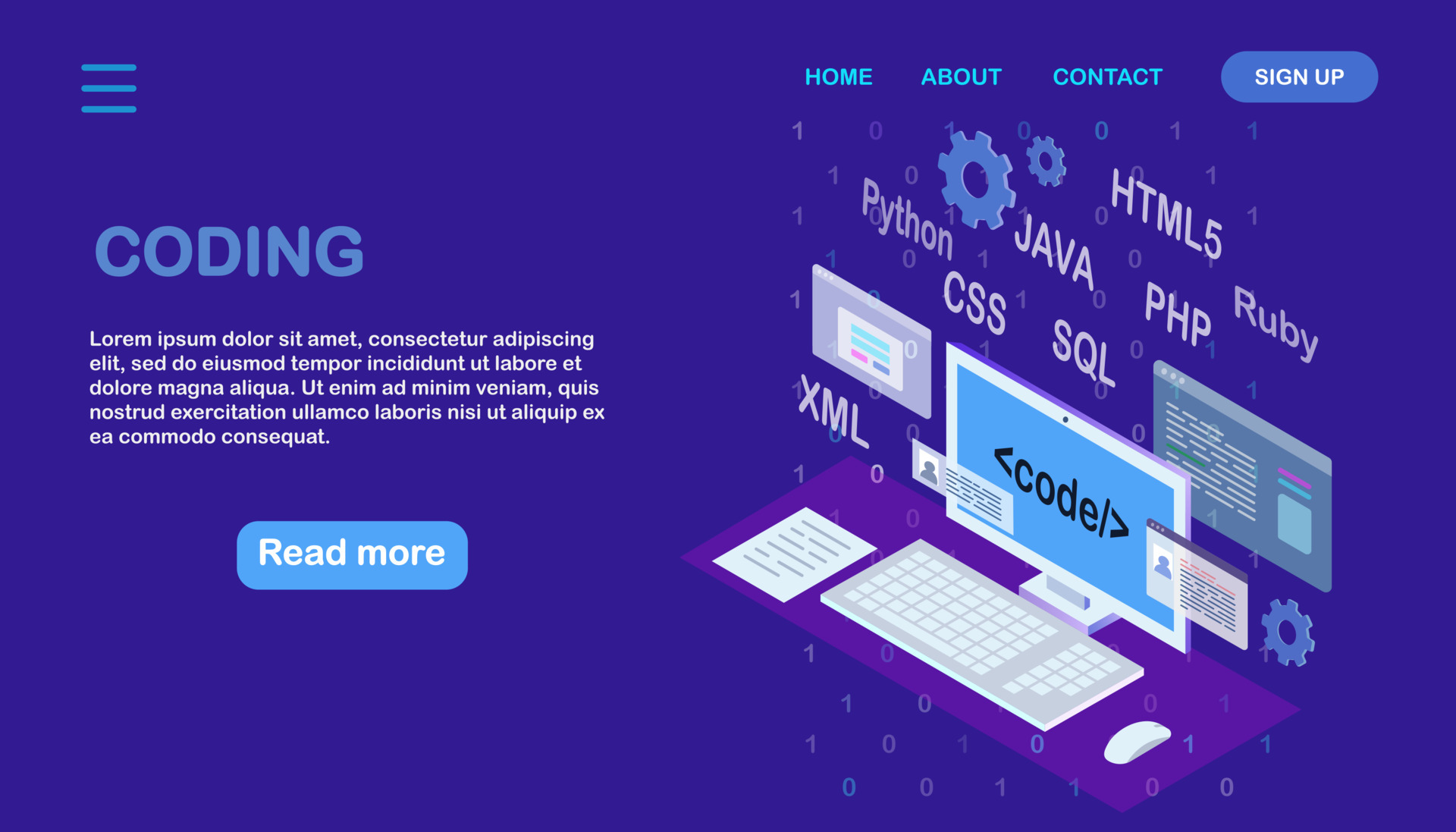 Software Development Programming Language Coding Digital Technology Isometric Laptop