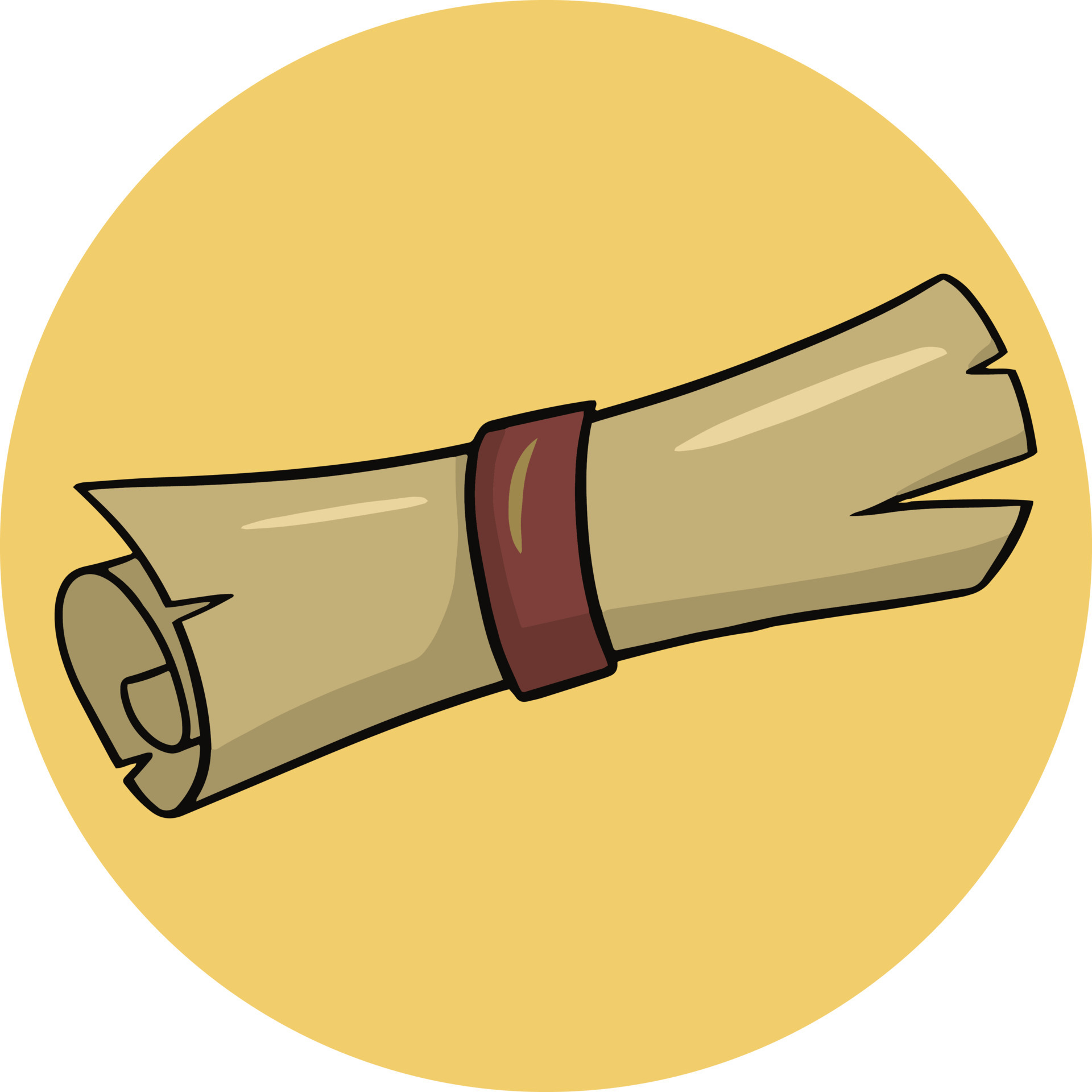 Old rolled scroll, Treasure map, Round yellow card, Design element ...