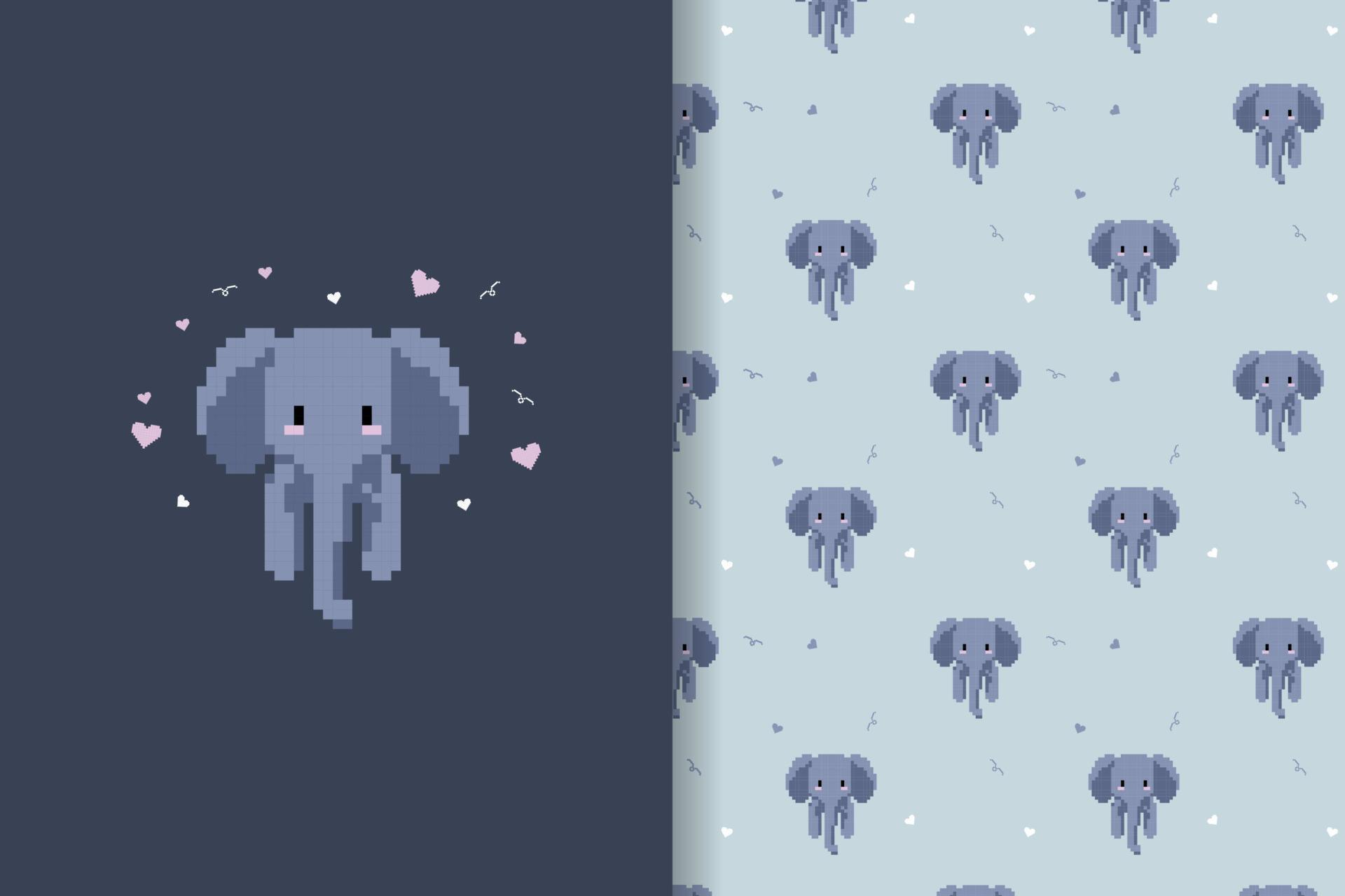 elephant pattern pixel art vector 7166740 Vector Art at Vecteezy