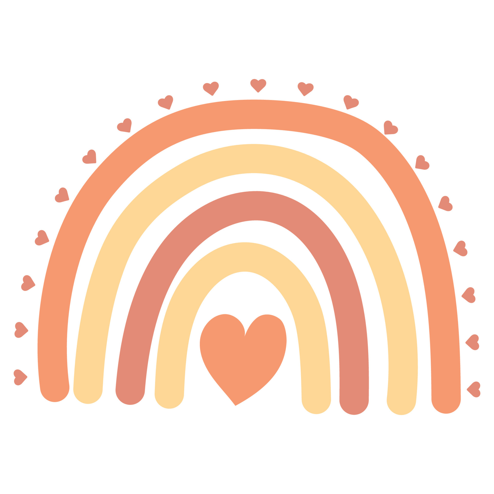 Hand Drawn Boho Rainbows Cute Set In Pastel And Earthy Colors Vector