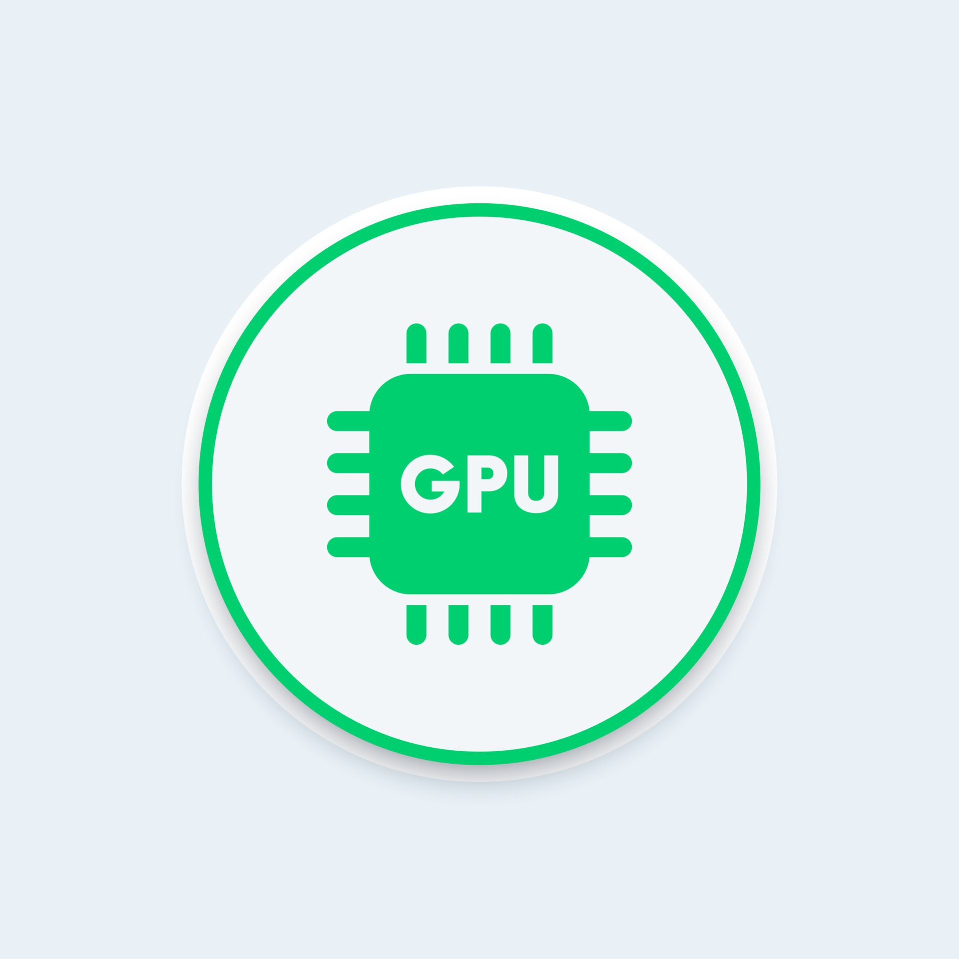 icono de gpu, señal vectorial de la unidad de procesamiento de gráficos, pictograma de gpu ...
