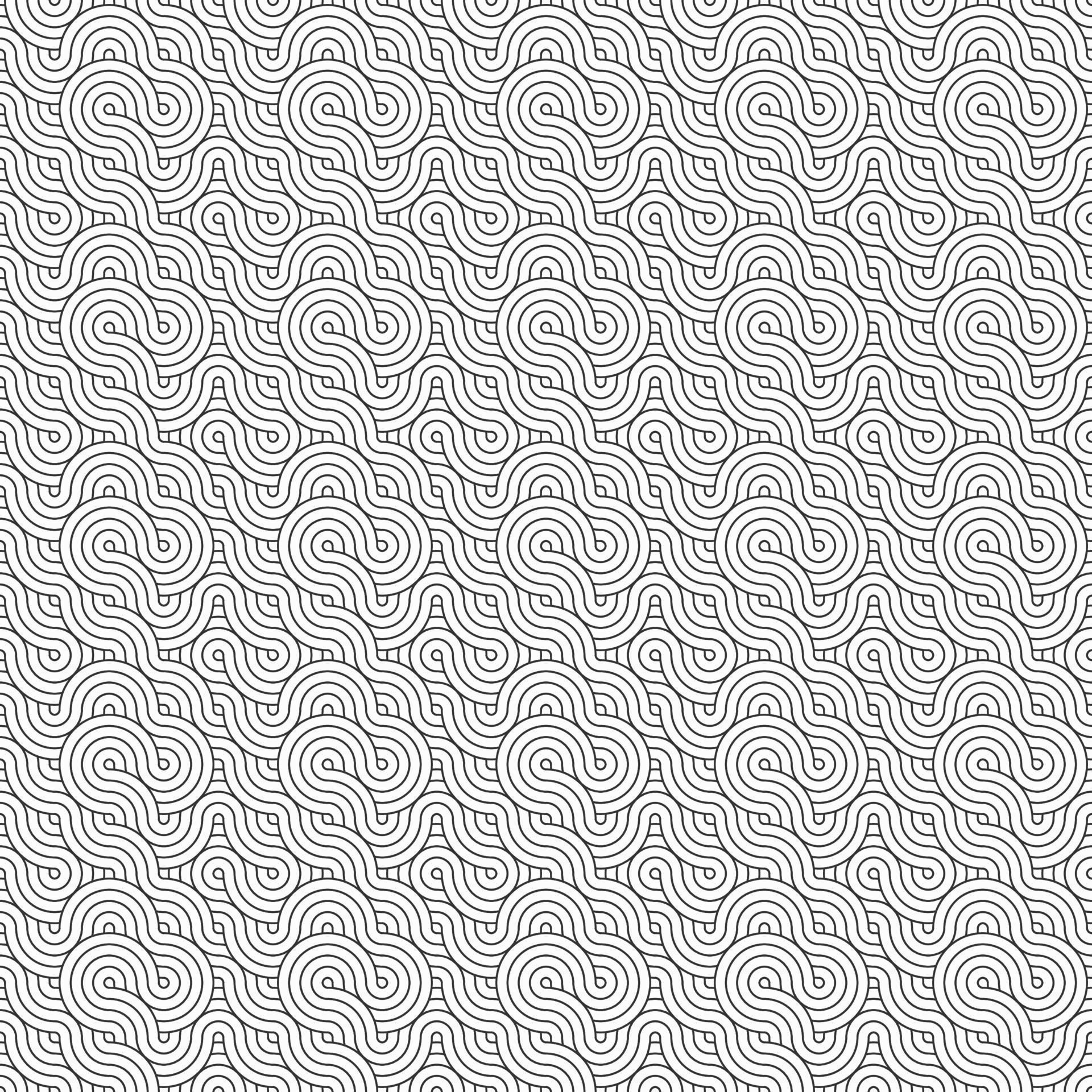 Abstract curl diagonal and dimensional wavy lines shape overlapping circles geometric seamless ...