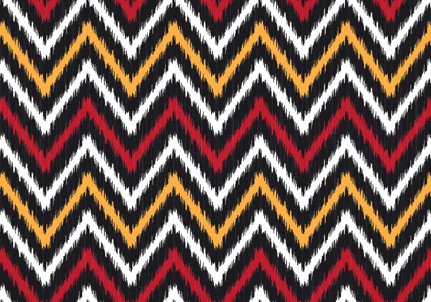 Modern Ikat Zig Zag Or Chevron Geometric Shape With Red Yellow Seamless Pattern Background Use