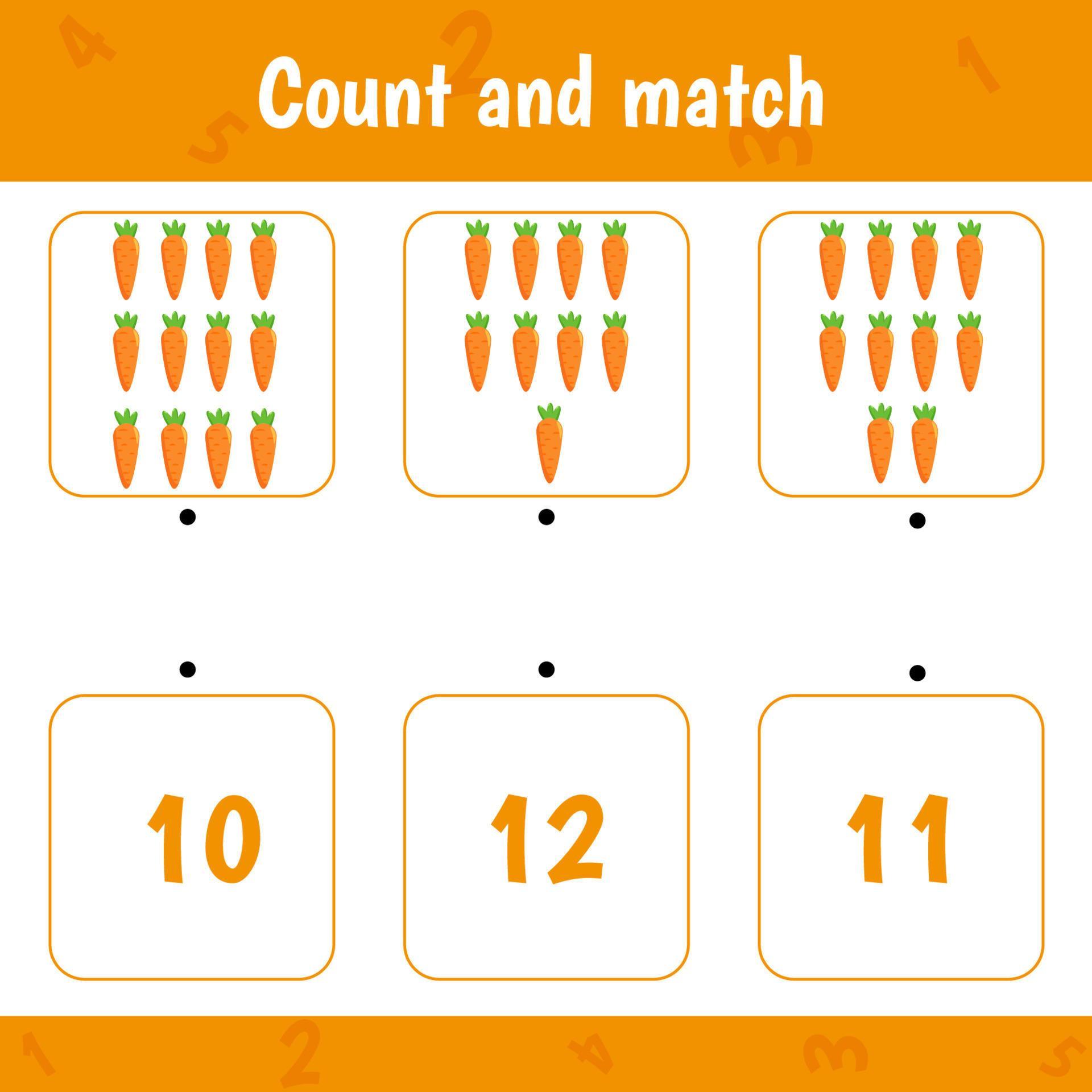 Count and match. Carrots 7178790 Vector Art at Vecteezy
