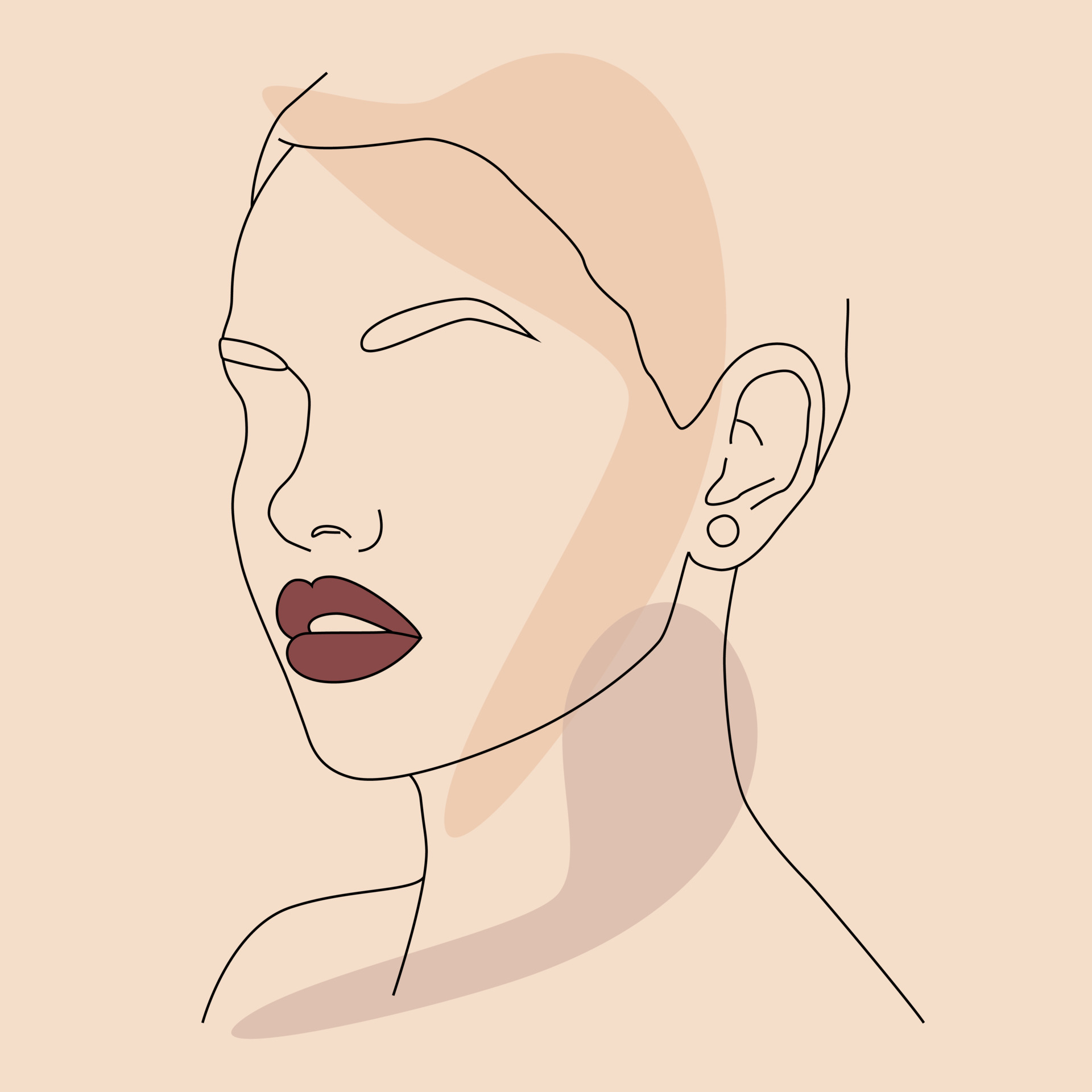 Vector Portrait In A Minimalist Style Portrait Of A Woman 7179766