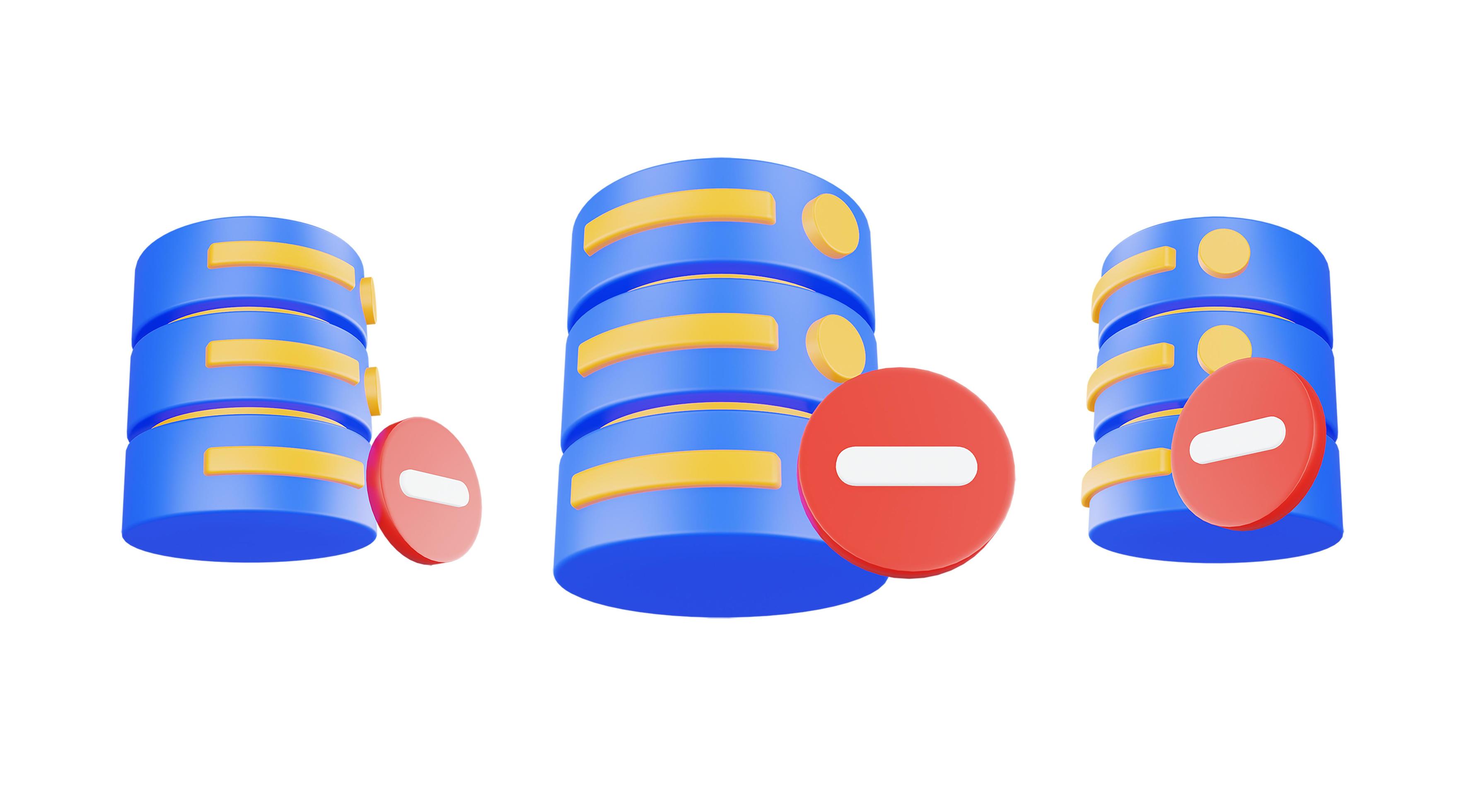 3d render database server icon with minus icon isolated 7186290 Stock ...
