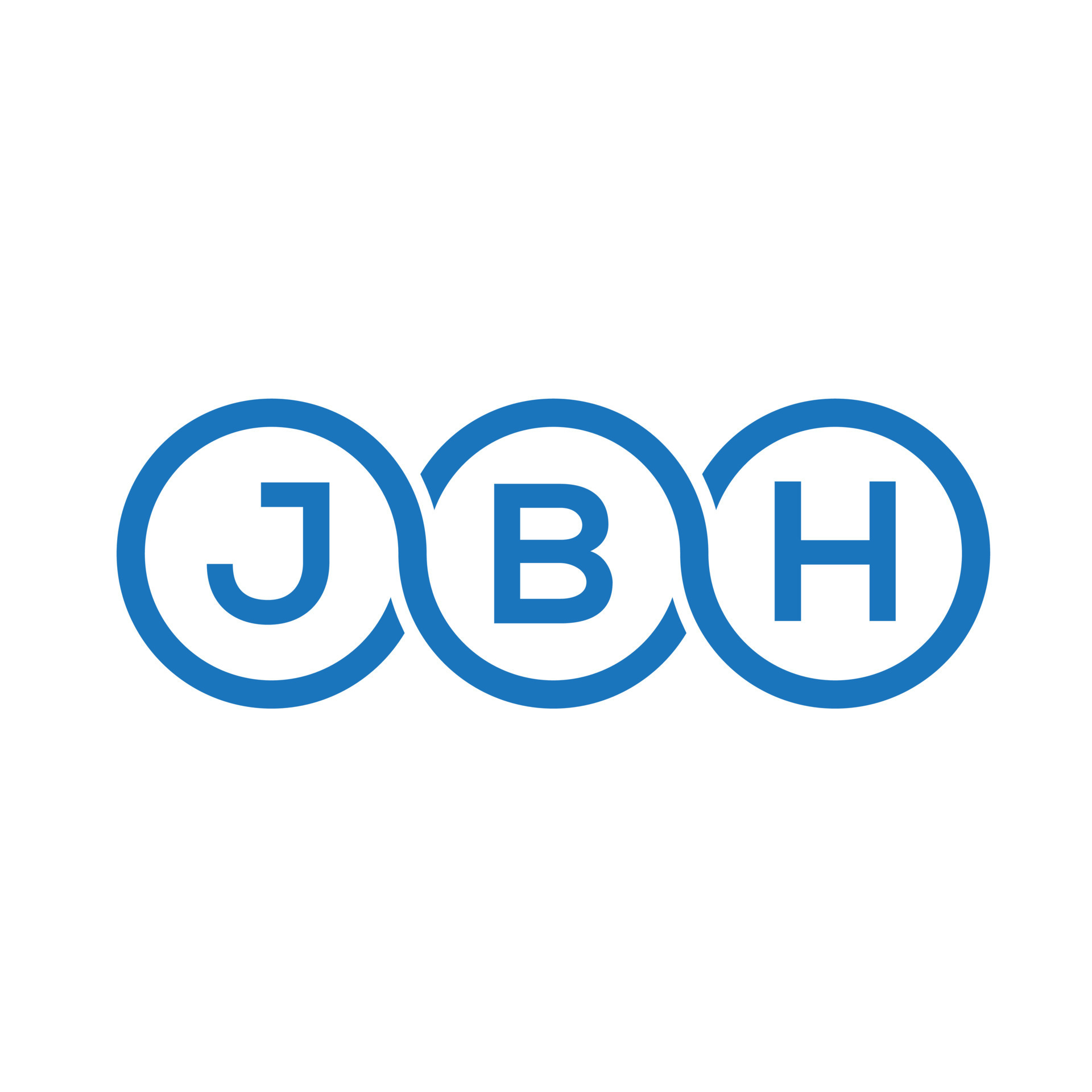diseño de logotipo de letra jbh sobre fondo blanco. concepto de logotipo de letra de iniciales ...