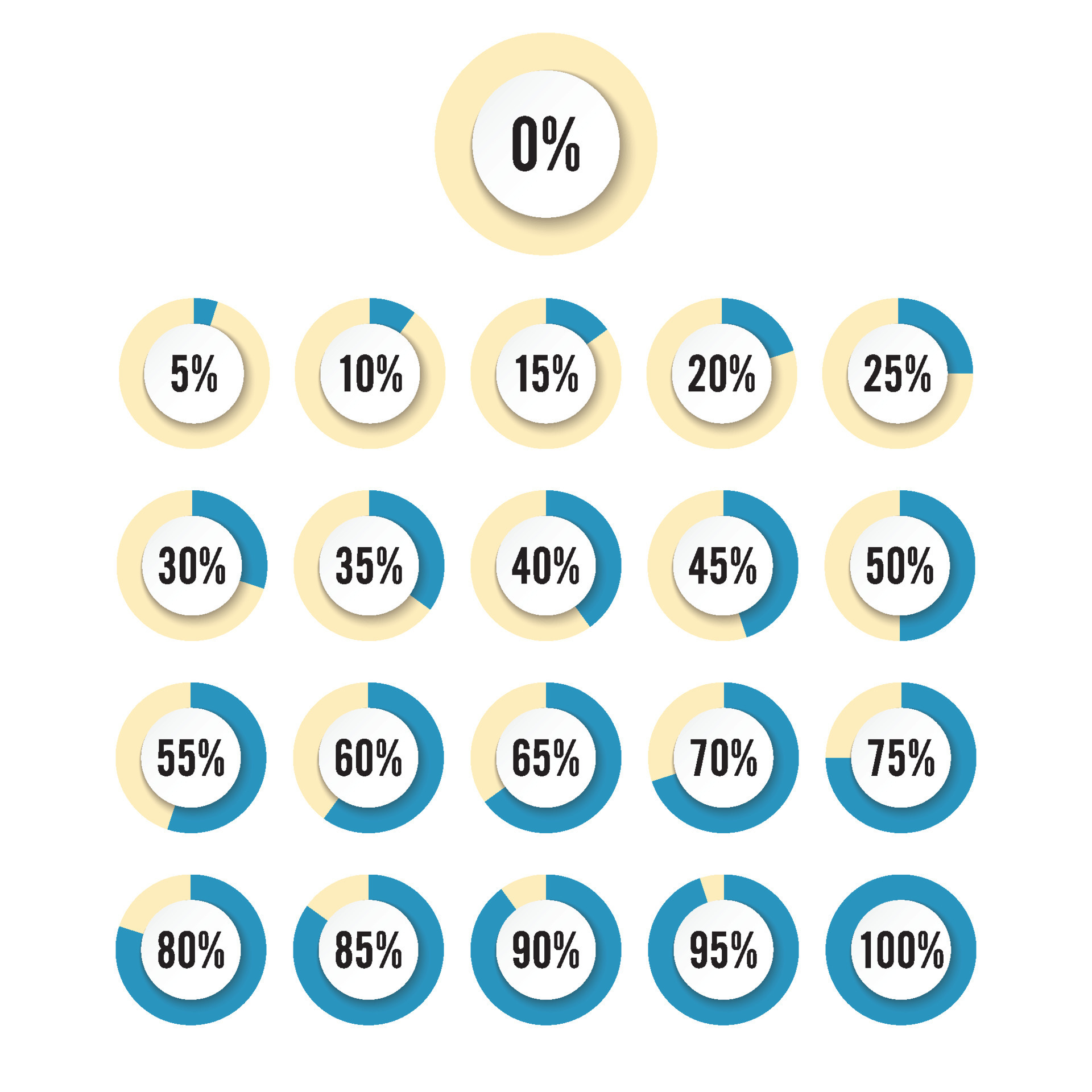 Set of circle percentage diagrams for infographics design elements ...