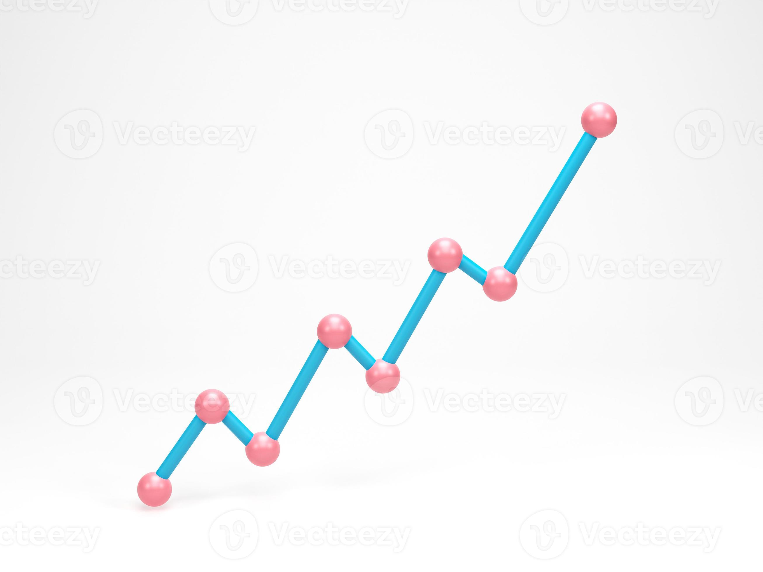 3D rendering, 3D illustration. Line graph isolated on white background ...