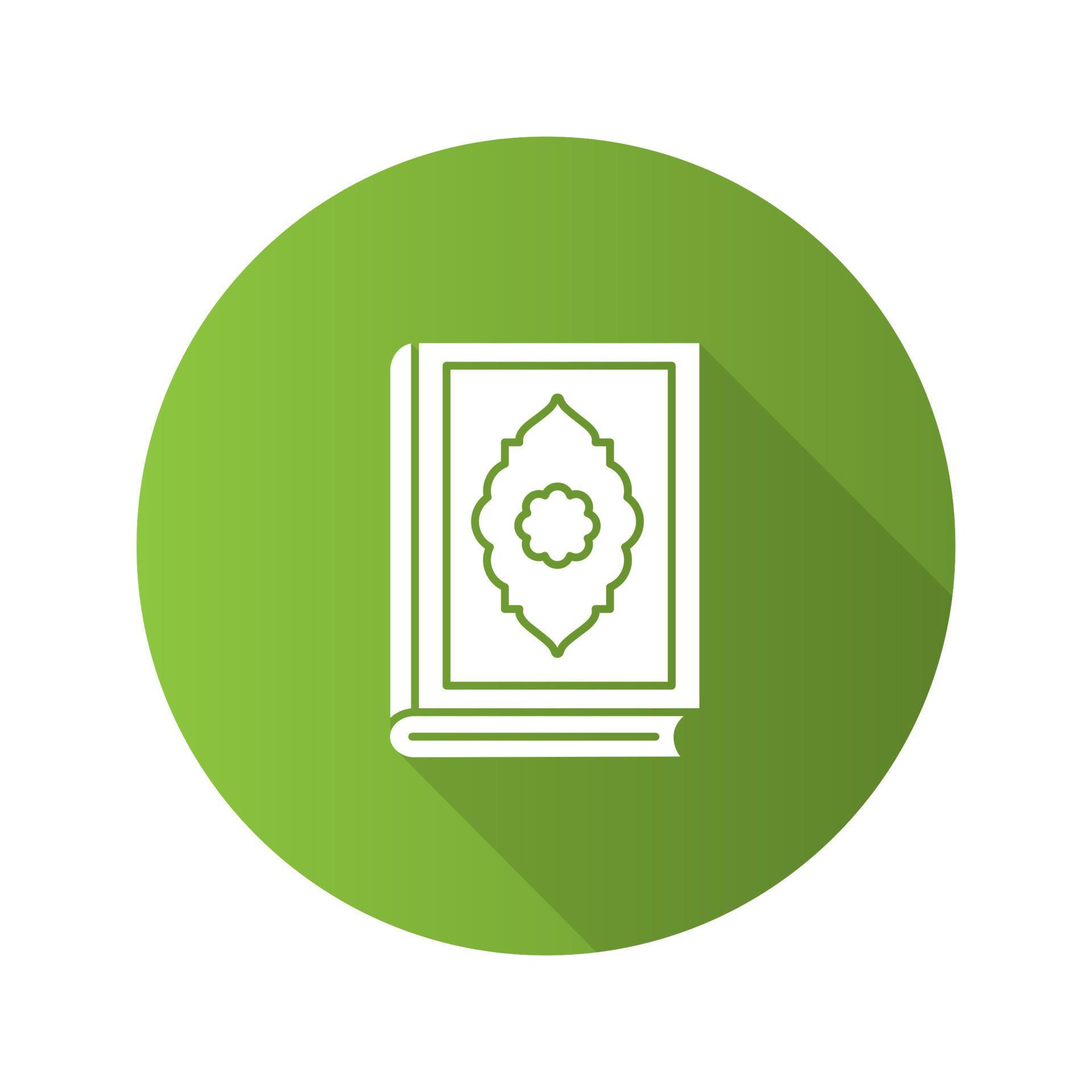 Quran Book Flat Design Long Shadow Glyph Icon Islamic Religion Koran Vector Silhouette