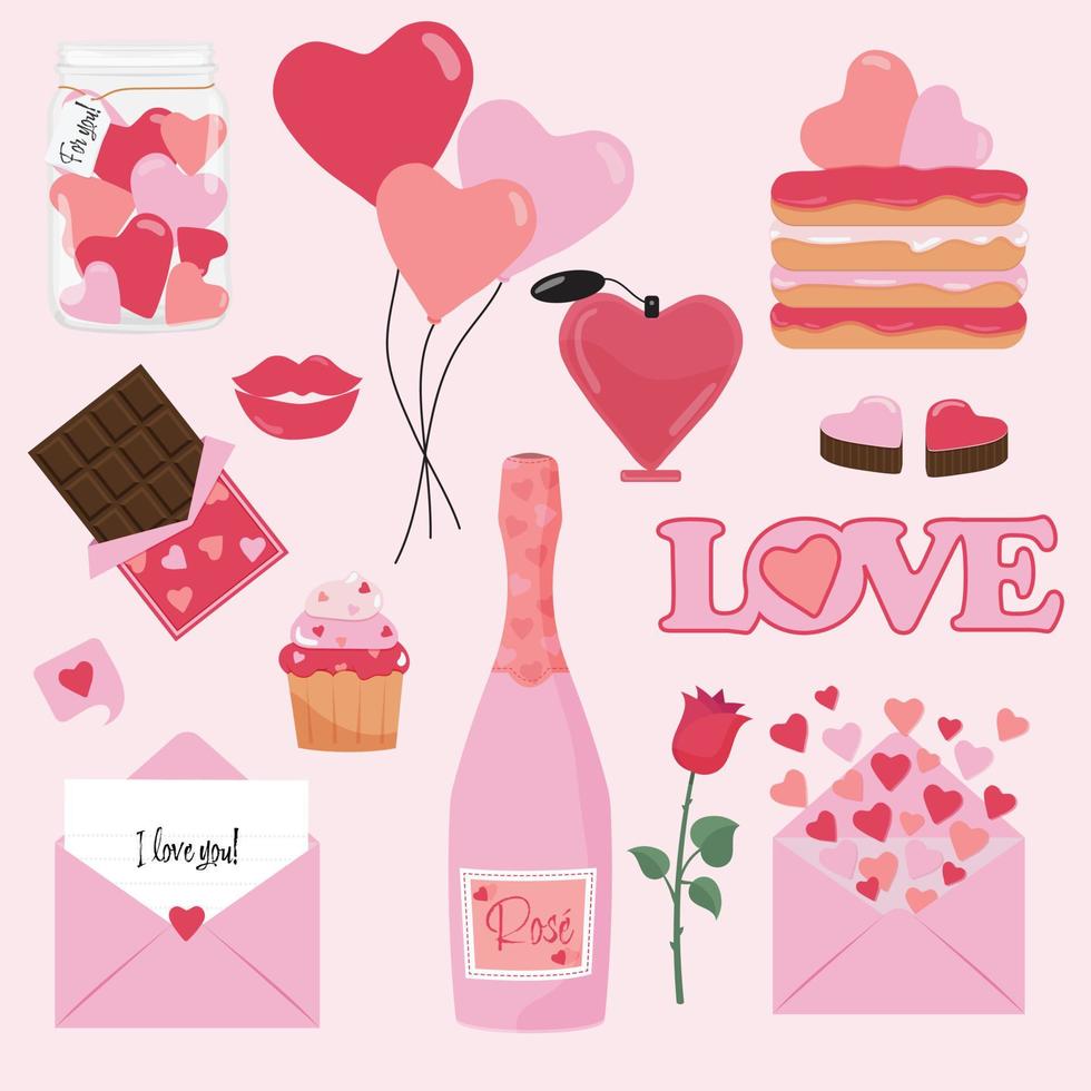 Valentines Day Collection with Multiple Vector Graphics 7215723 Vector ...