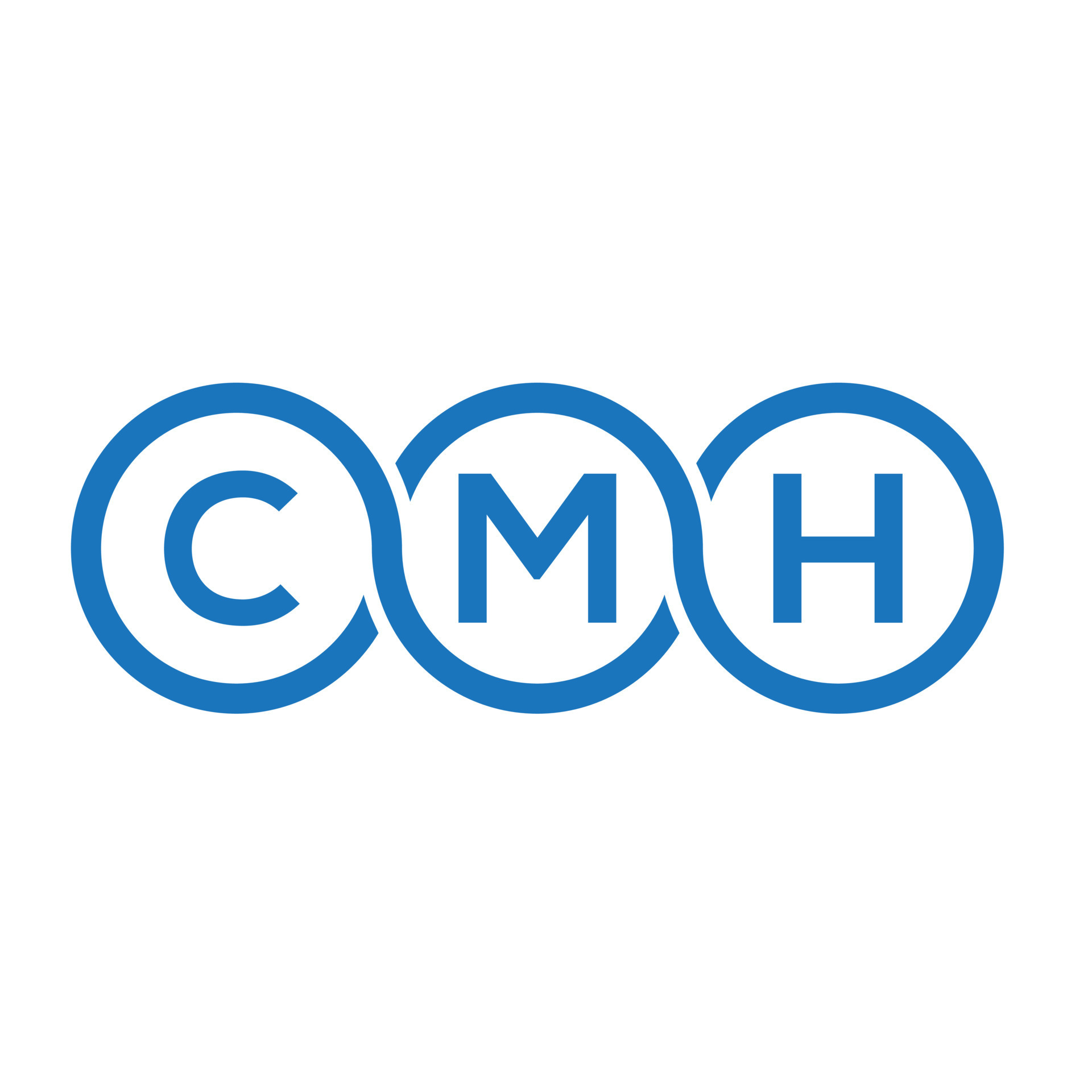 diseño de logotipo de letra cmh sobre fondo blanco. cmh concepto de logotipo de letra inicial ...