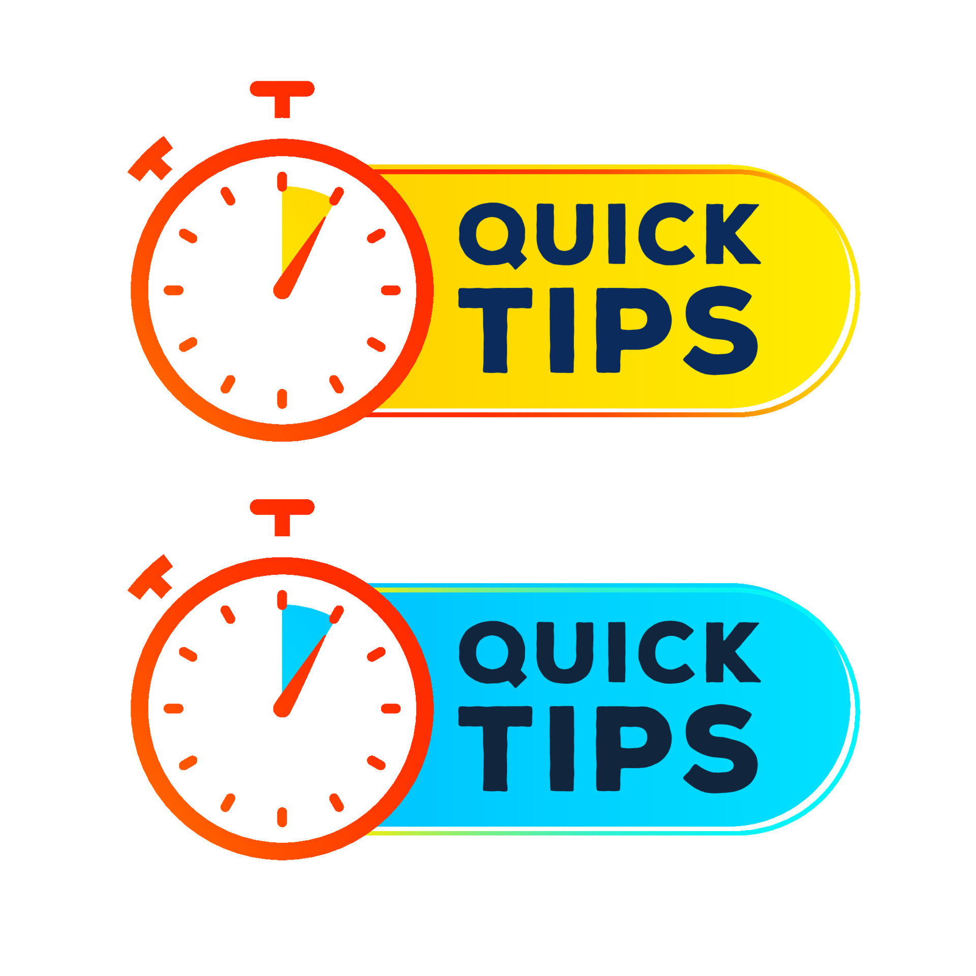 Quick tips label timer vector set 7225192 Vector Art at Vecteezy