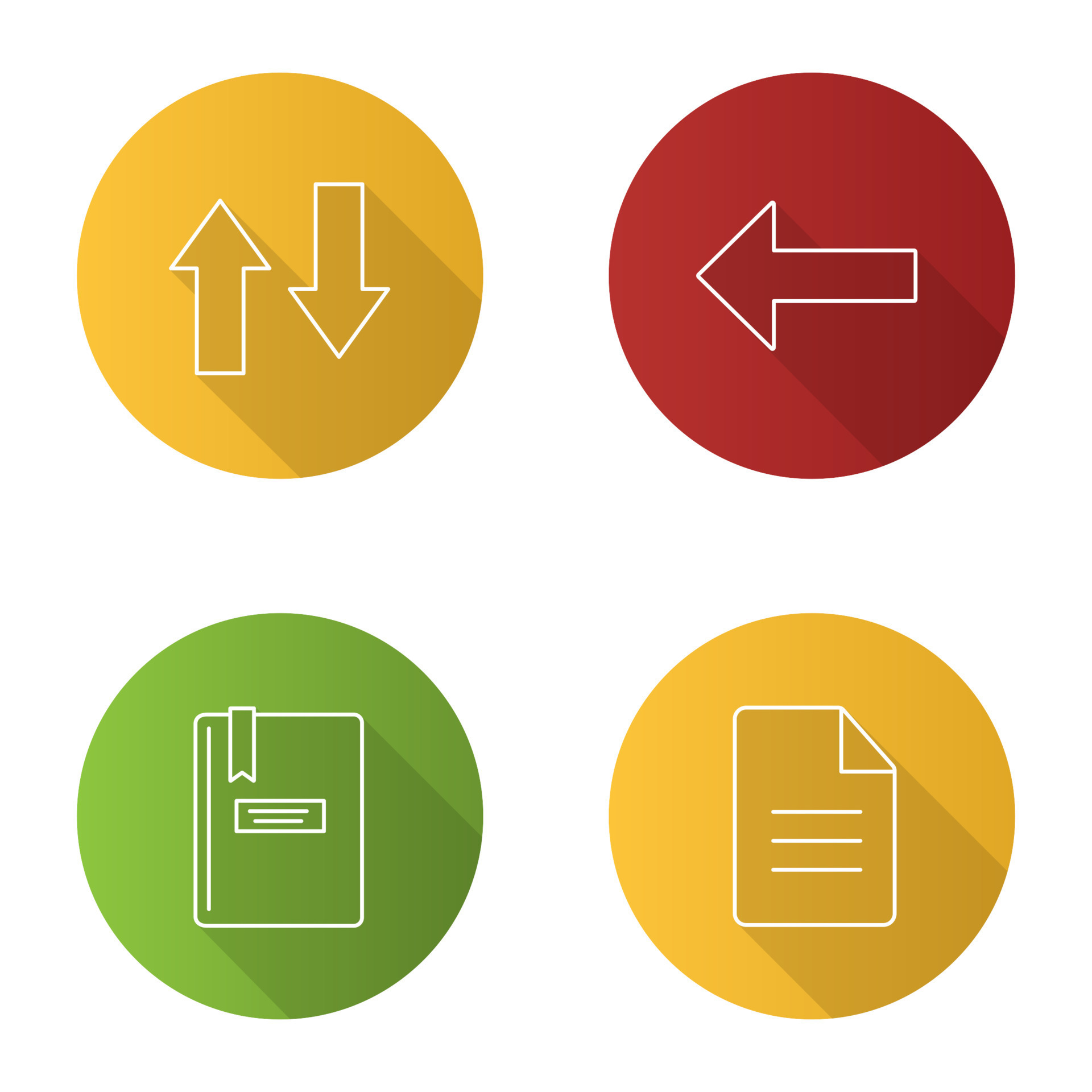 Ui Ux Flat Linear Long Shadow Icons Set Vertical Swap Back Arrow