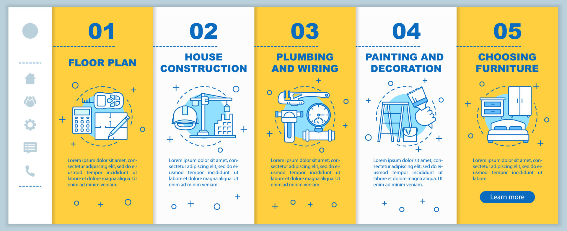 House Building Onboarding Mobile App Page Screen Vector Template Floor