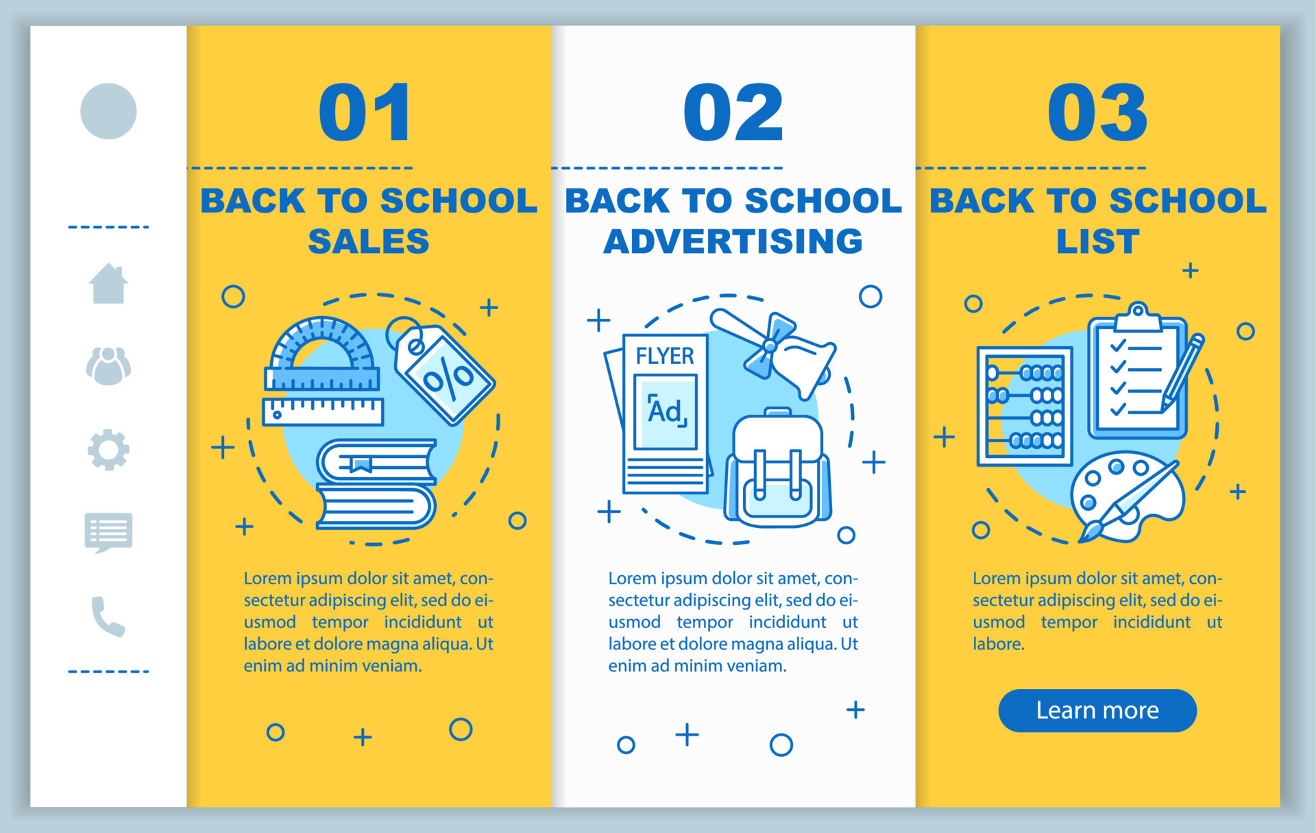 Back To School Onboarding Mobile Web Pages Vector Template Responsive Smartphone Website