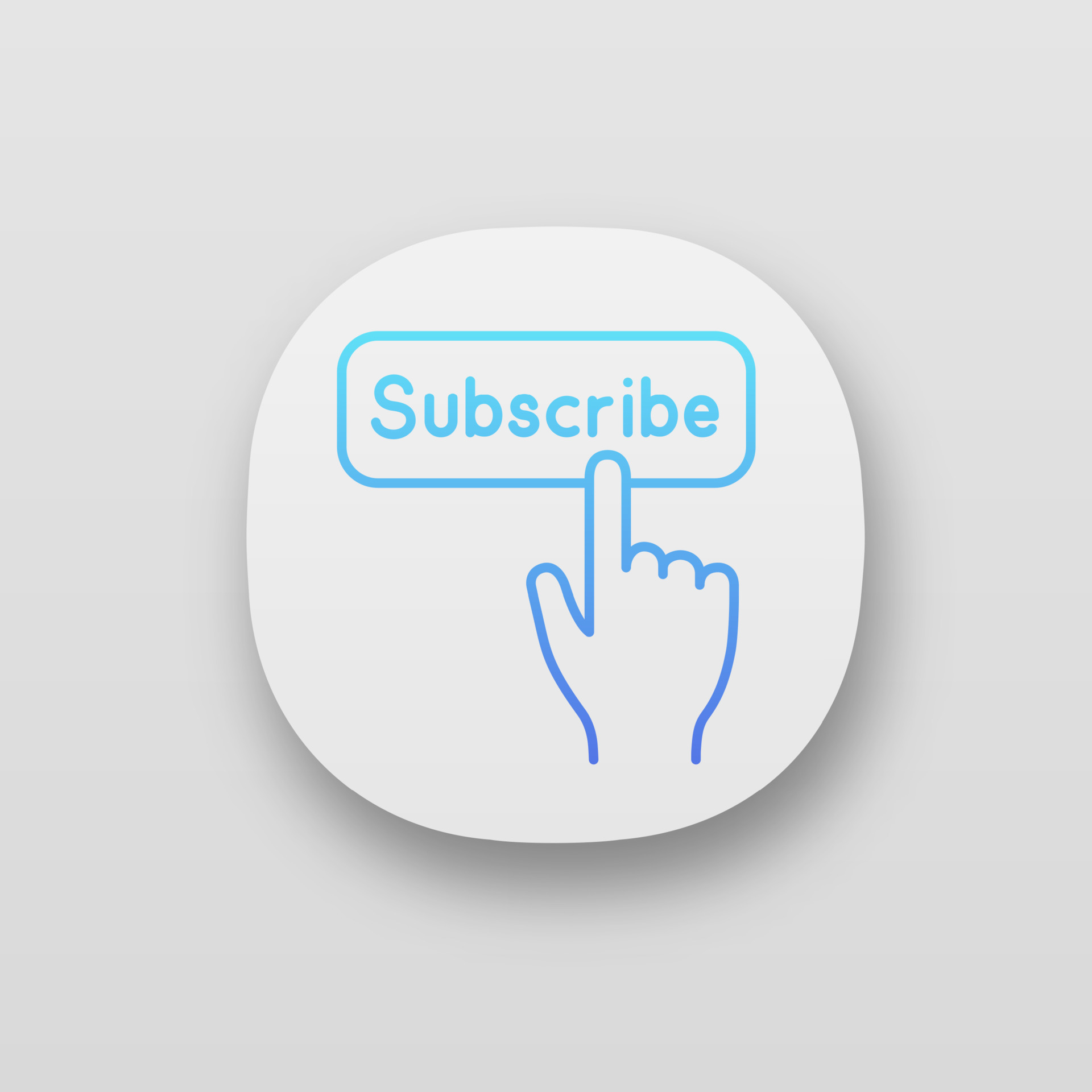 Subscribe button click app icon. UI UX user interface. Subscription. Social media app. Hand ...
