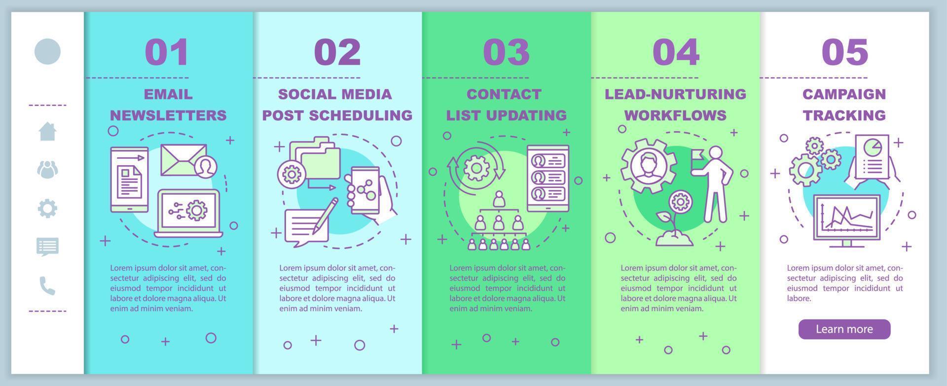 Marketing Automation Onboarding Mobile Web Pages Vector Template