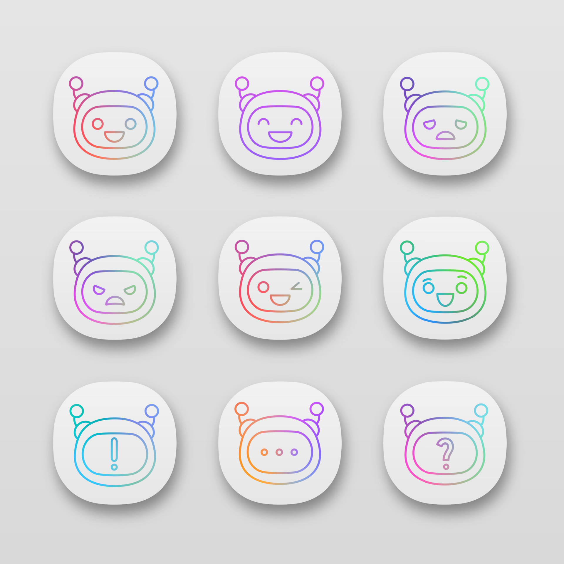 Robot Emojis App Icons Set Ui Ux User Interface Chatbot Emoticons Chat Bot Smileys