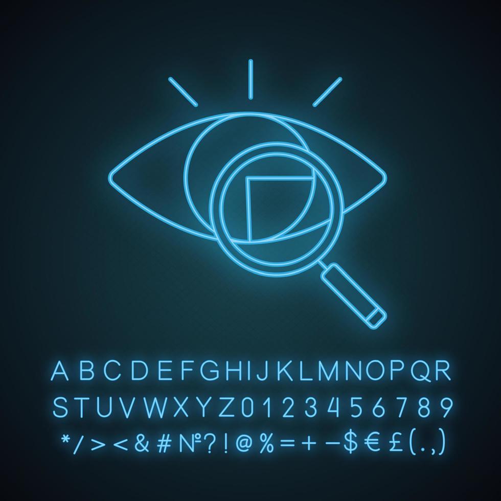 Retina Scan Neon Light Icon Iris Recognition Glowing Sign With