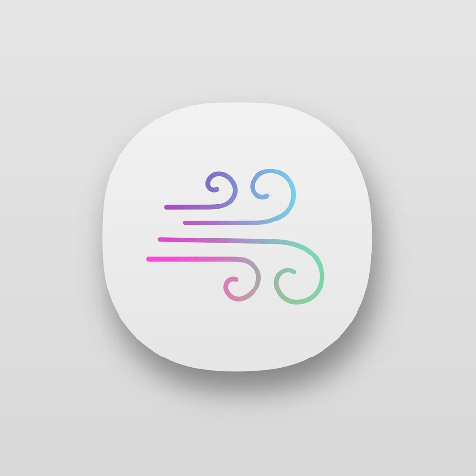 Airflow app icon. UI UX user interface. Wind. Windy weather. Air ...