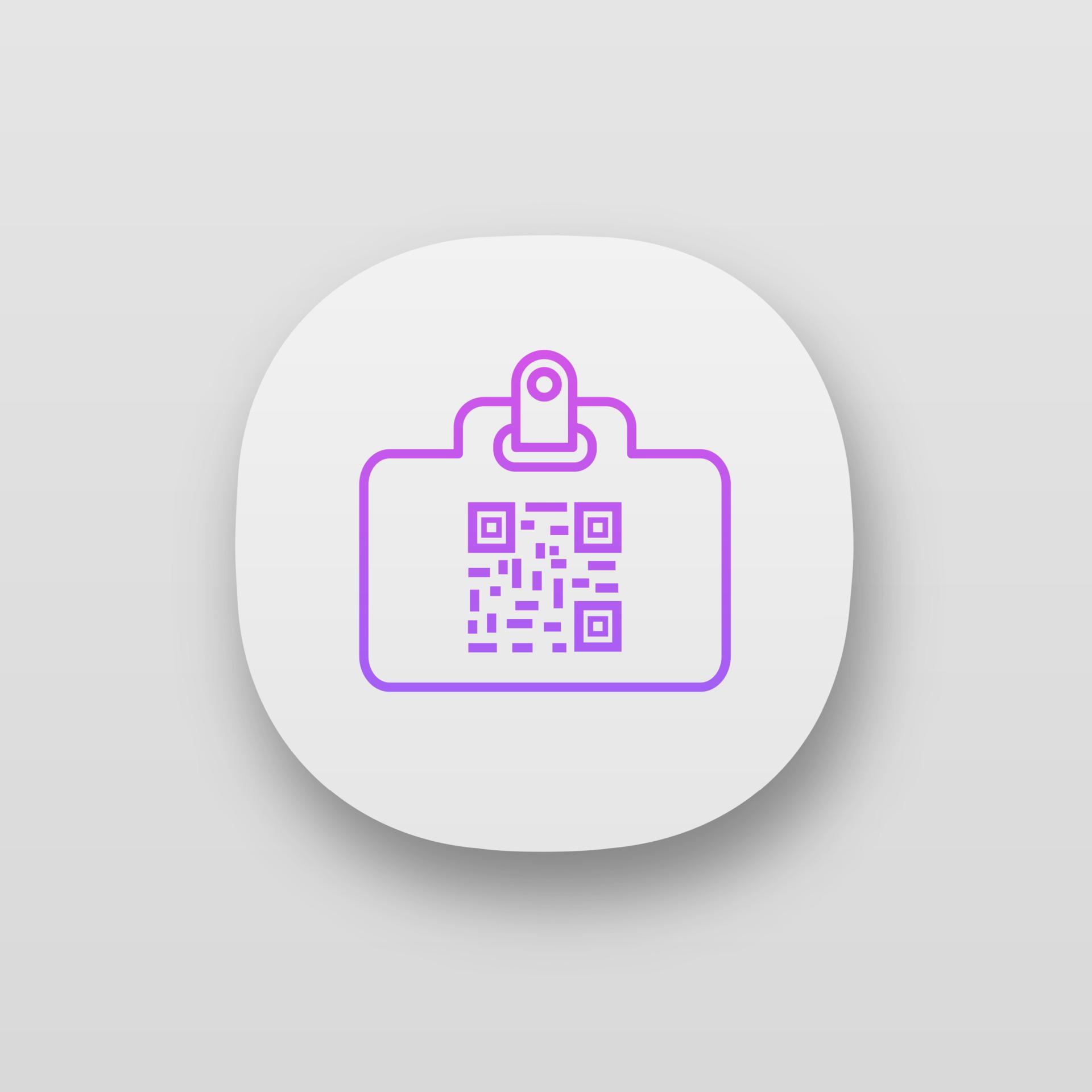 Qr Code Identification Card App Icon Name Badge With Matrix Barcode Id Card With 2d Code Two