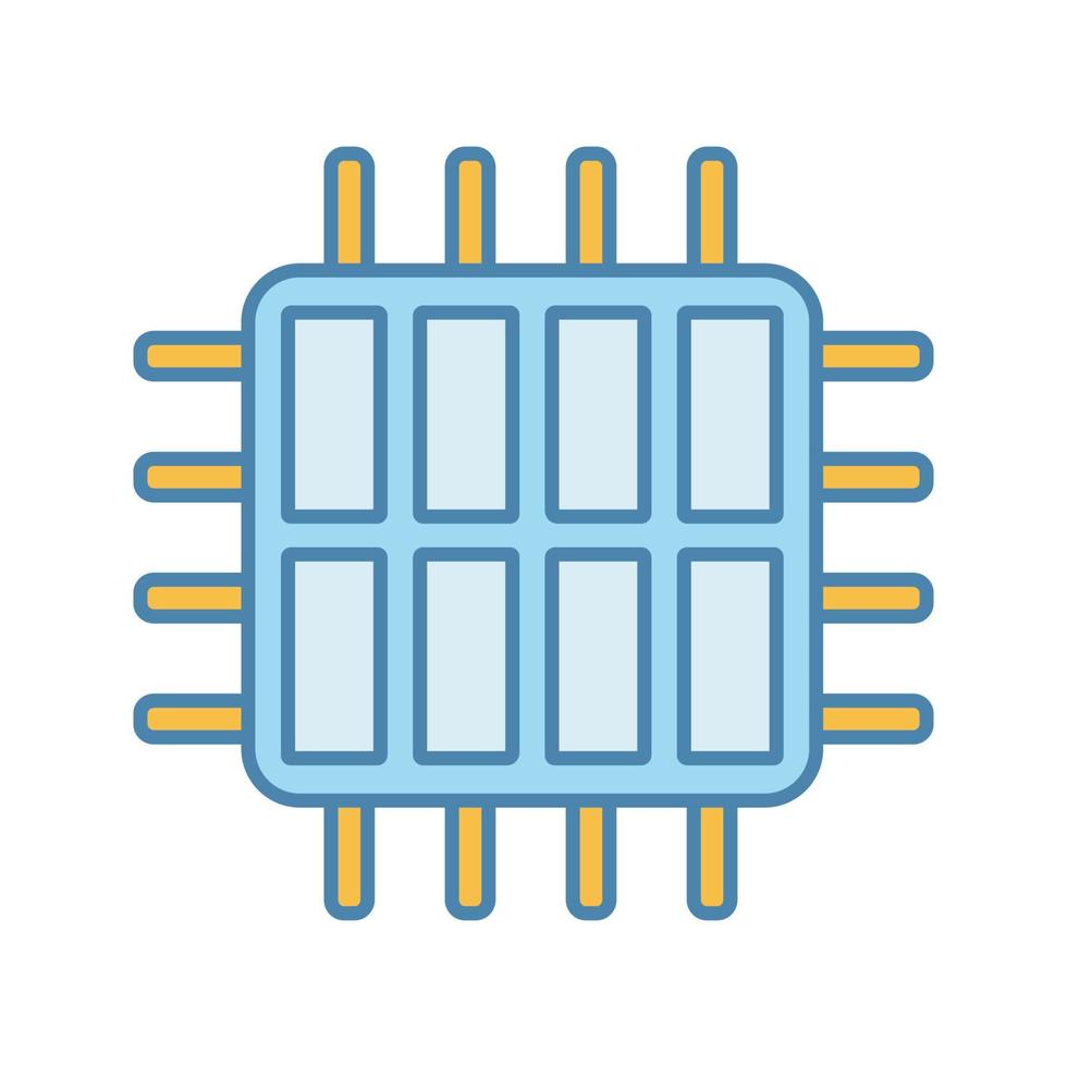 Octa Core Processor Color Icon Eight Core Microprocessor Microchip
