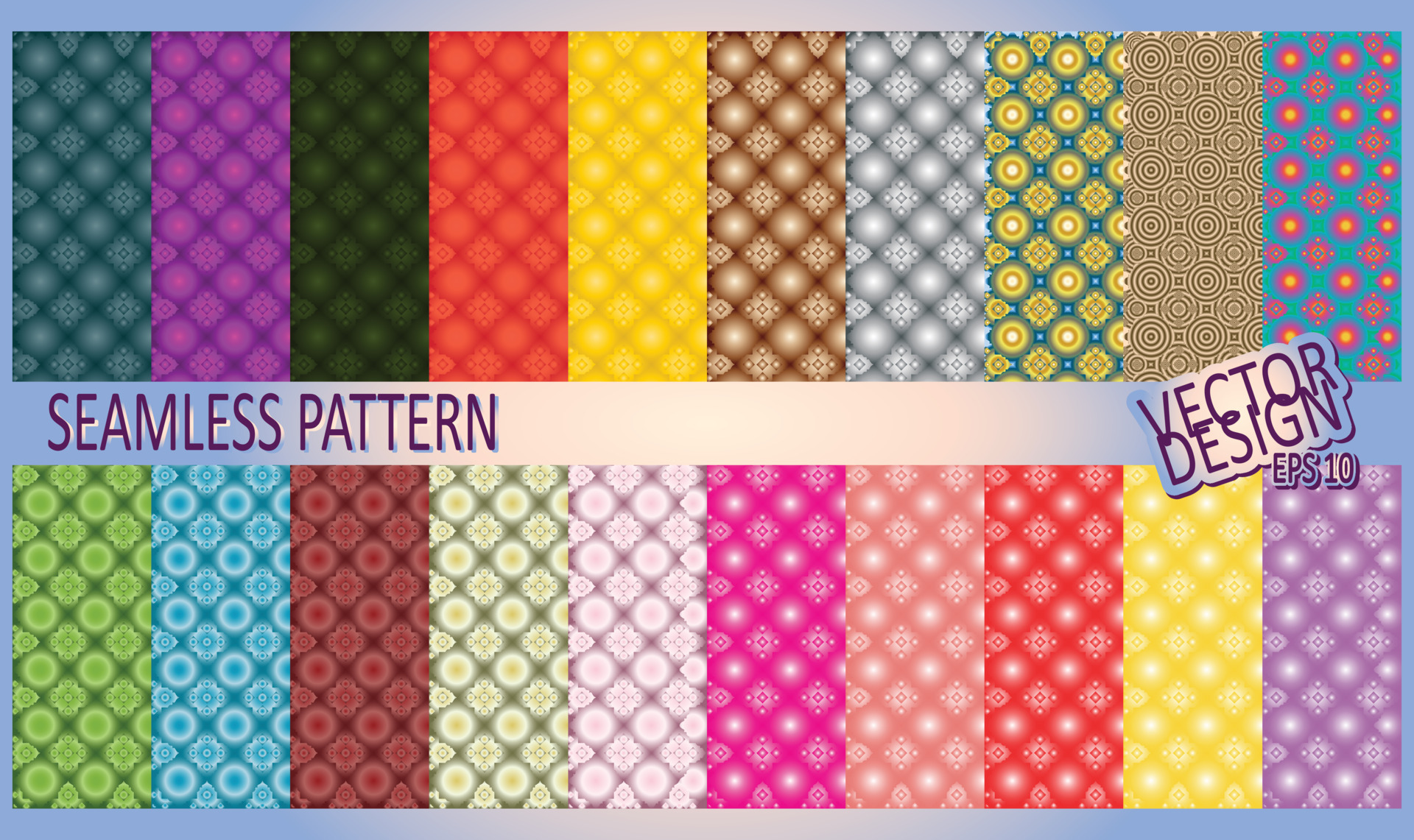 Set of Cute bright seamless patterns. Vector illustration of a bright design. Abstract ...