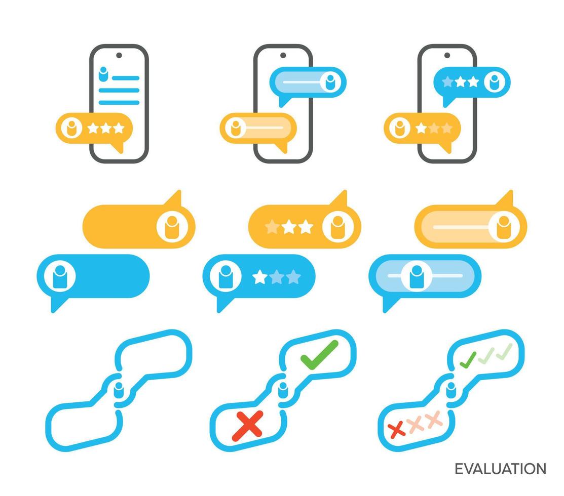 Evaluation set. feedback speech bubble icon set. Comment icon vector ... Evaluation set. feedback speech bubble icon set. Comment icon vector ...