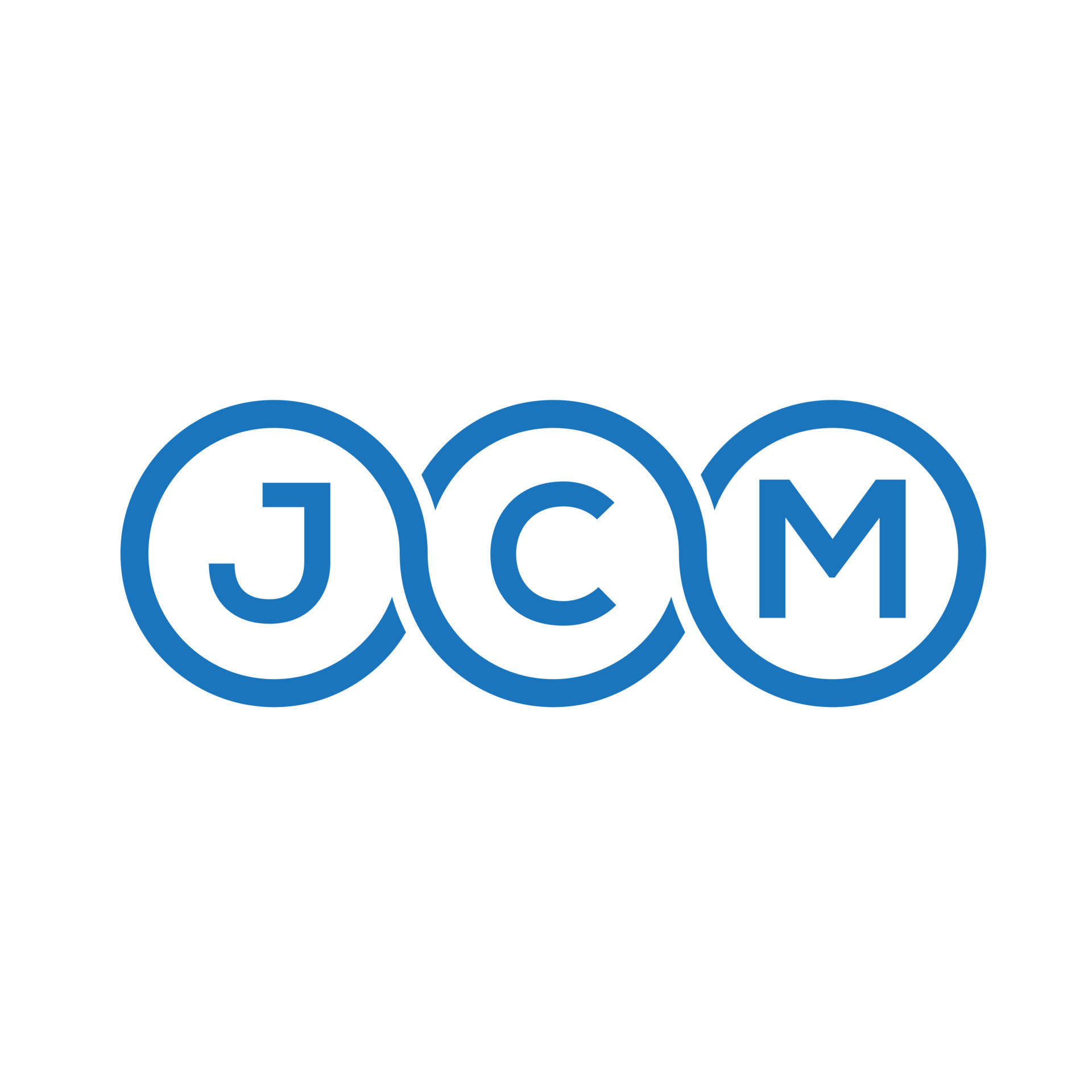 diseño de logotipo de letra jcm sobre fondo blanco. concepto de logotipo de letra de iniciales ...